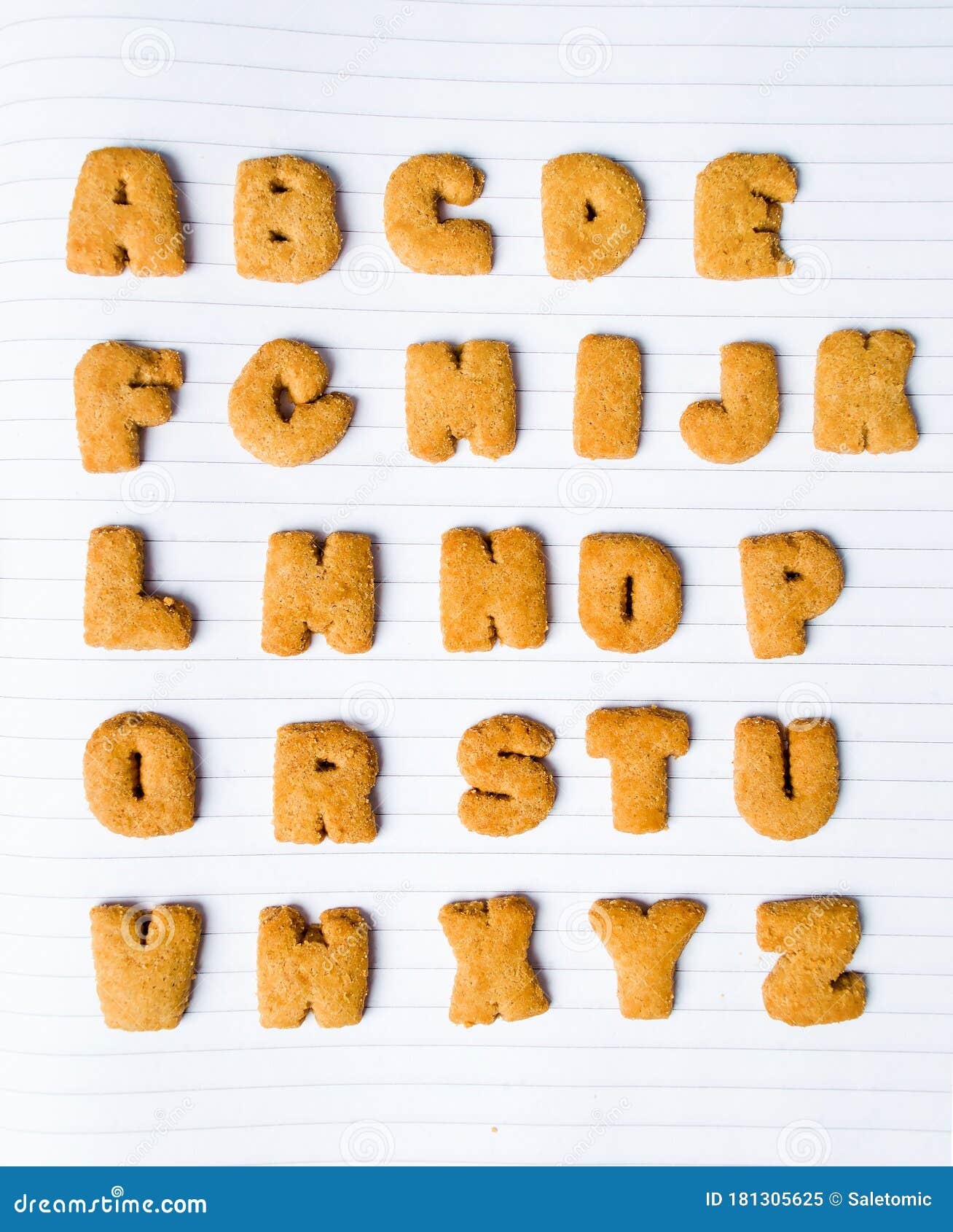 Alphabet Shaped Cookies on a Notebook Stock Image - Image of group ...
