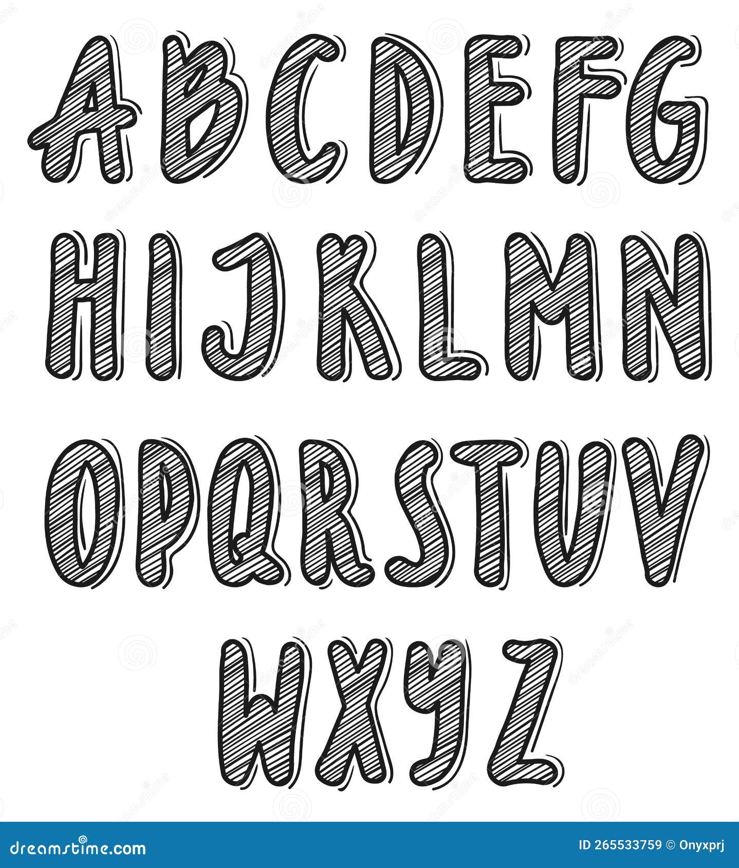 Alphabet in Sketch Style. Scribbled Letters Stock Vector - Illustration ...