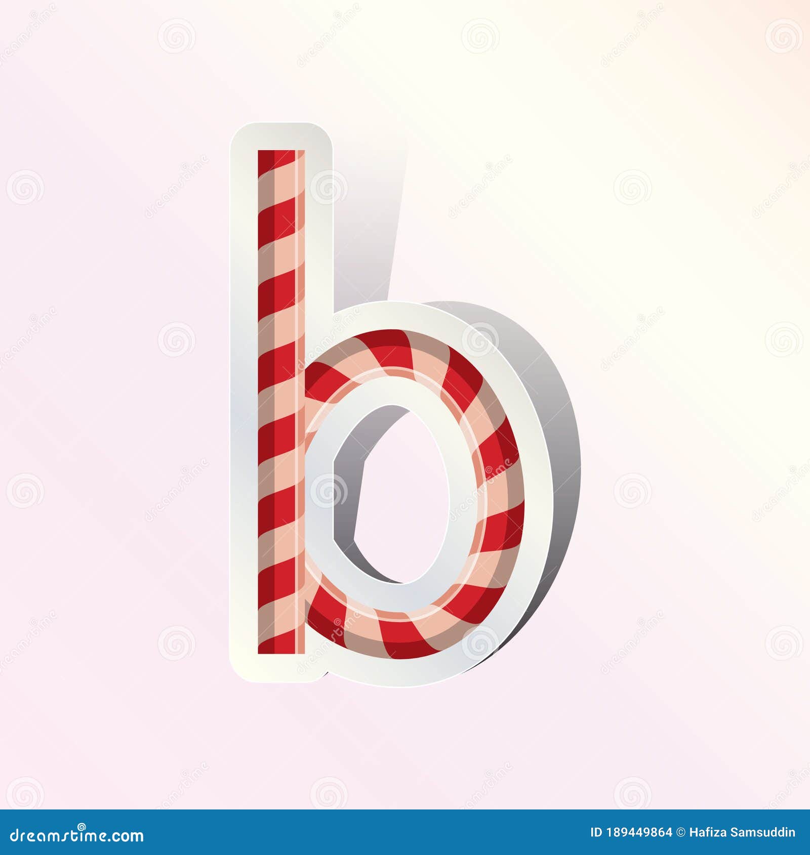 Alphabet Small Letter B in Candy Cane Design. Vector Illustration ...