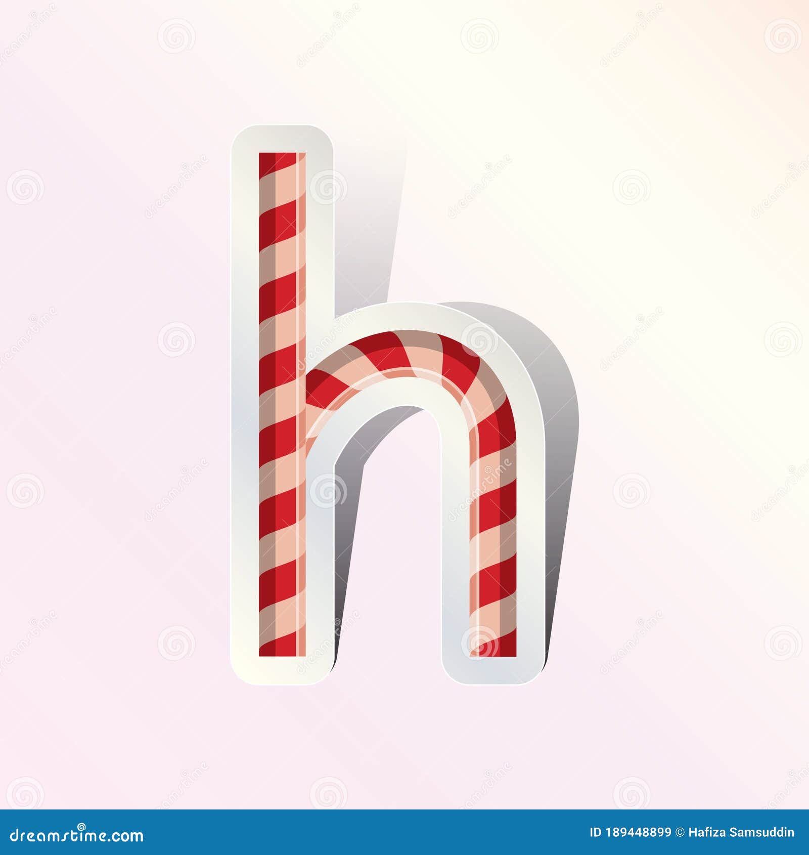 Alphabet Small Letter H in Candy Cane Design. Vector Illustration ...