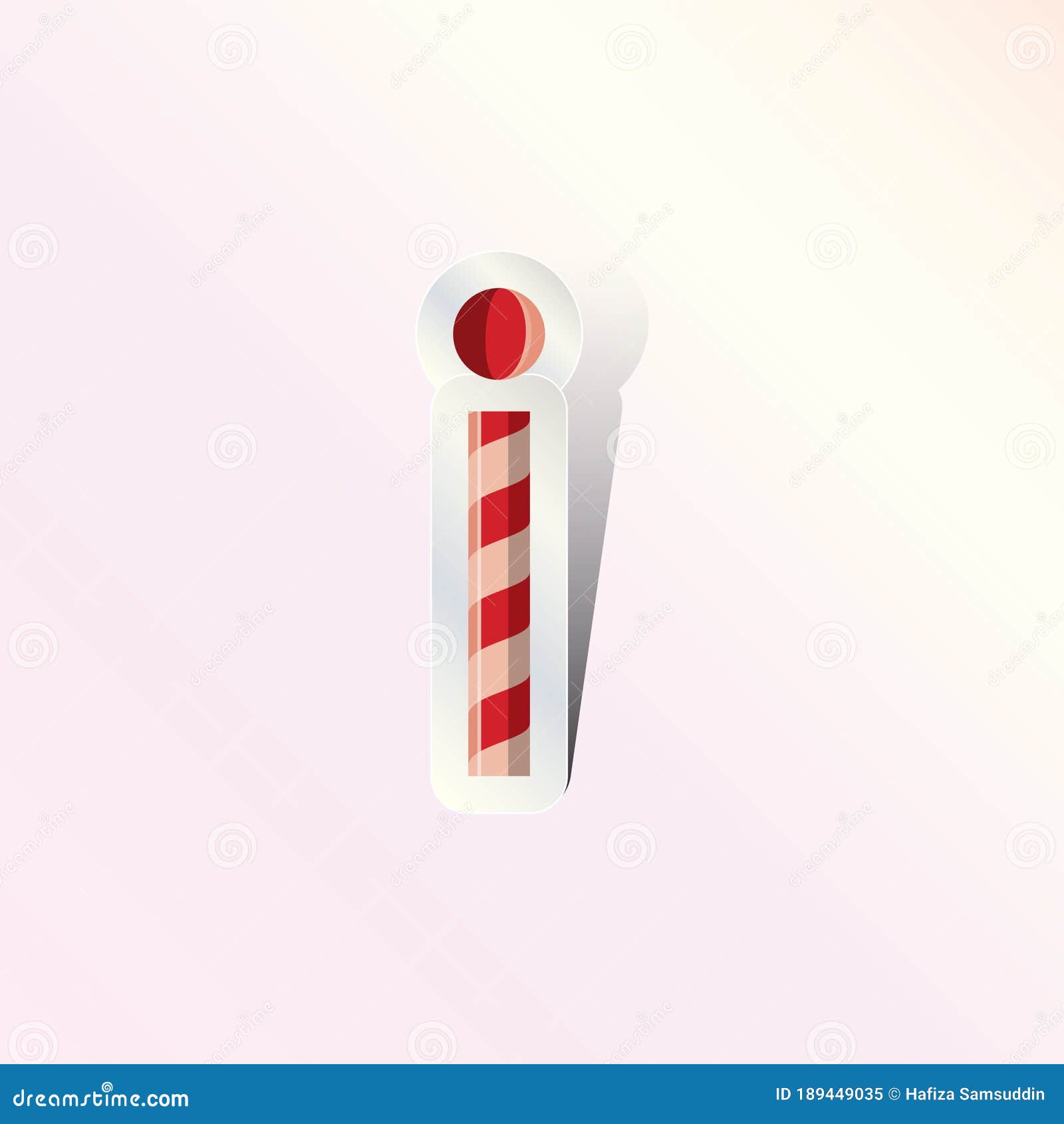 Alphabet Small Letter I in Candy Cane Design. Vector Illustration ...
