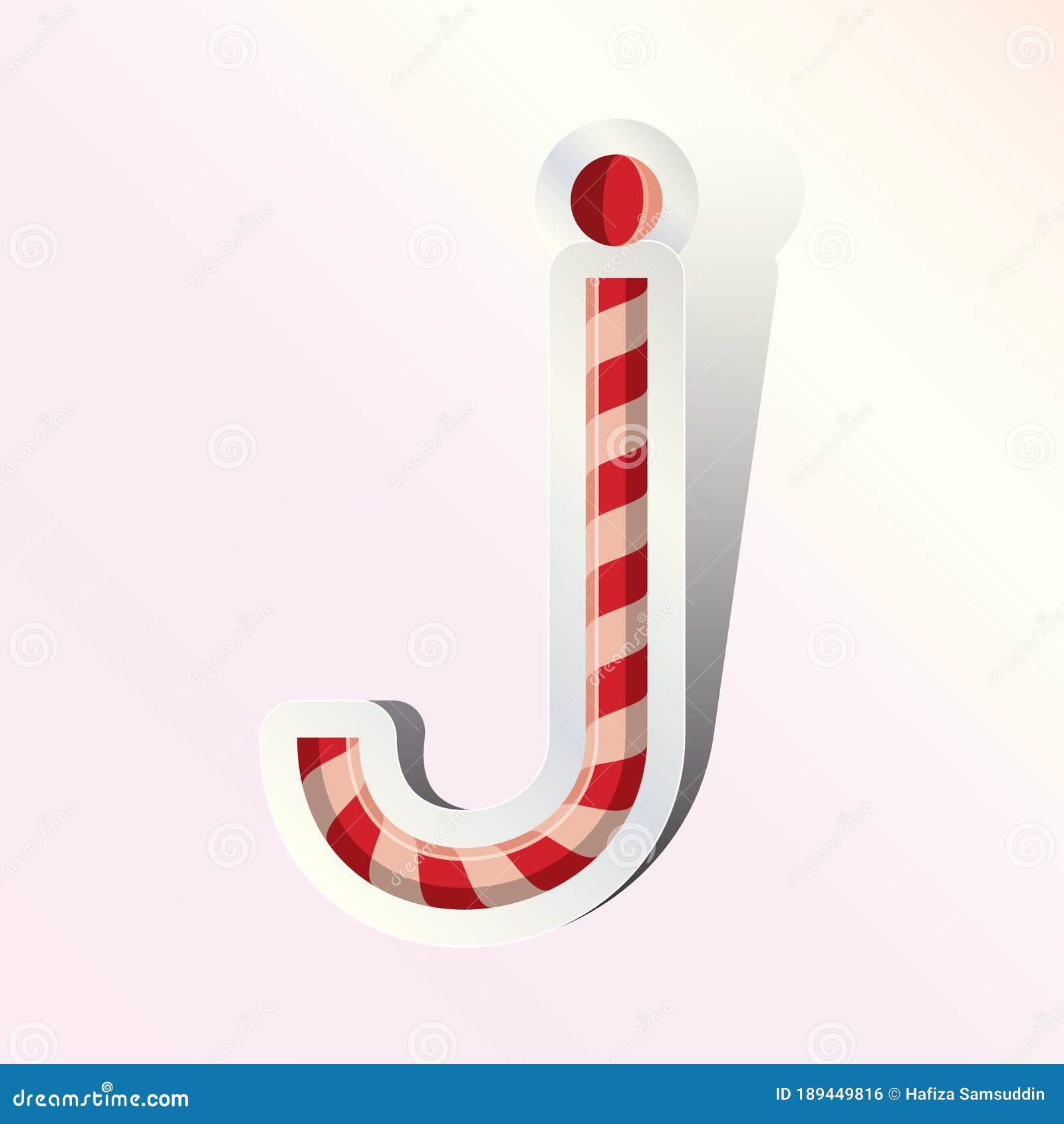 Alphabet Small Letter J in Candy Cane Design. Vector Illustration ...