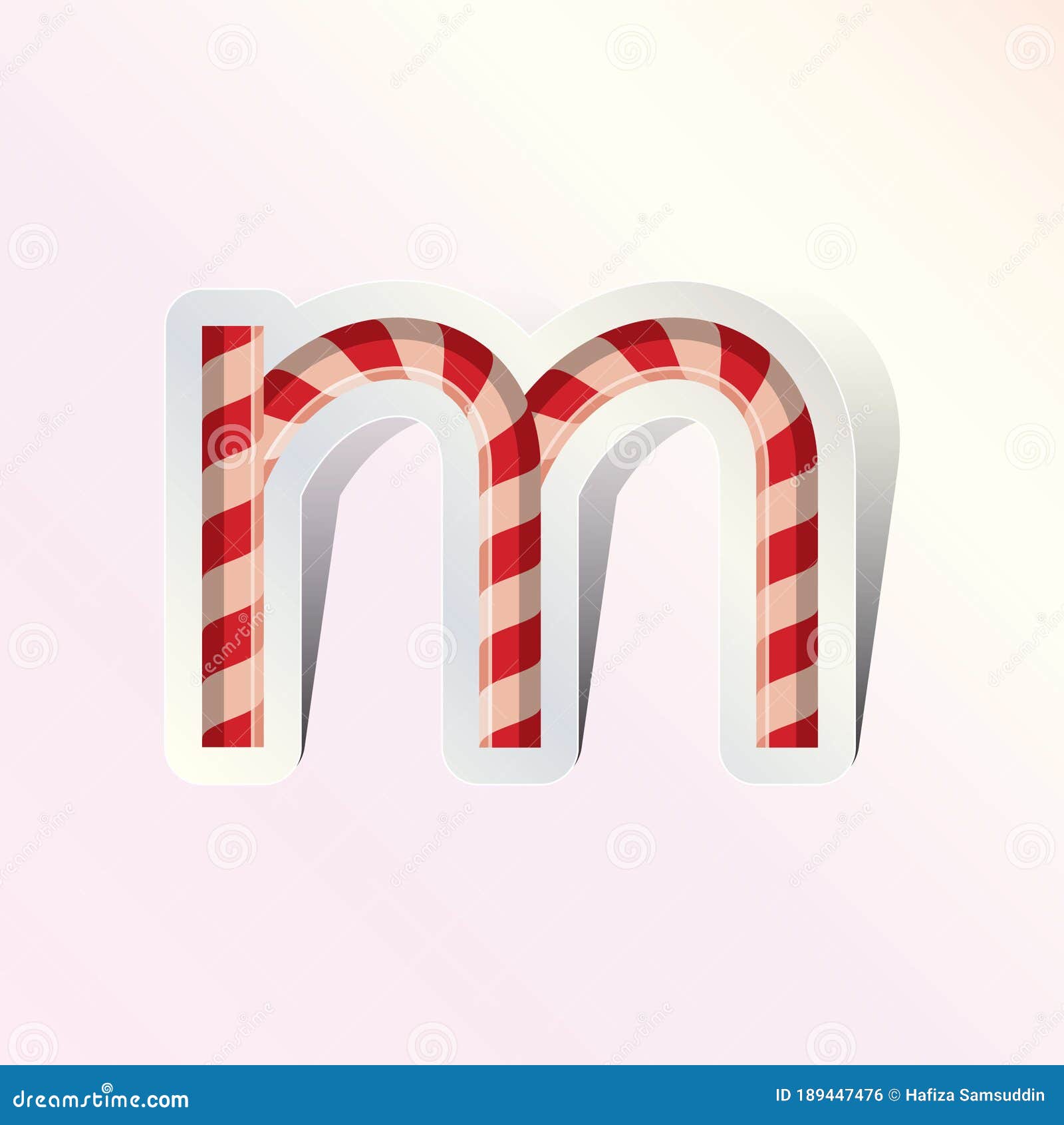 Alphabet Small Letter M in Candy Cane Design. Vector Illustration ...