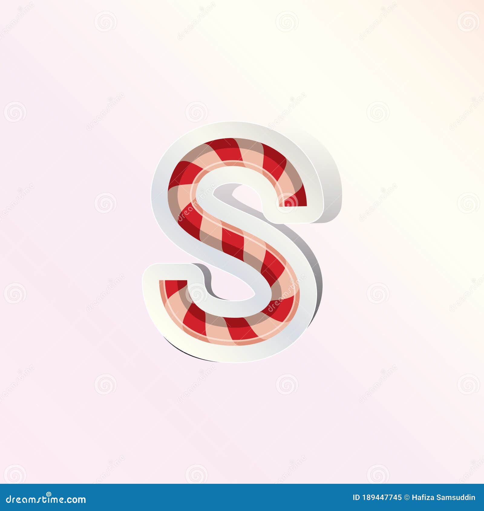 Alphabet Small Letter S in Candy Cane Design. Vector Illustration ...