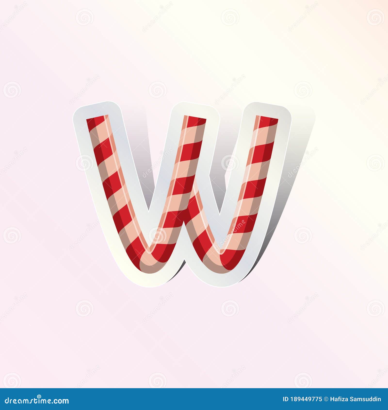 Alphabet Small Letter W in Candy Cane Design. Vector Illustration ...