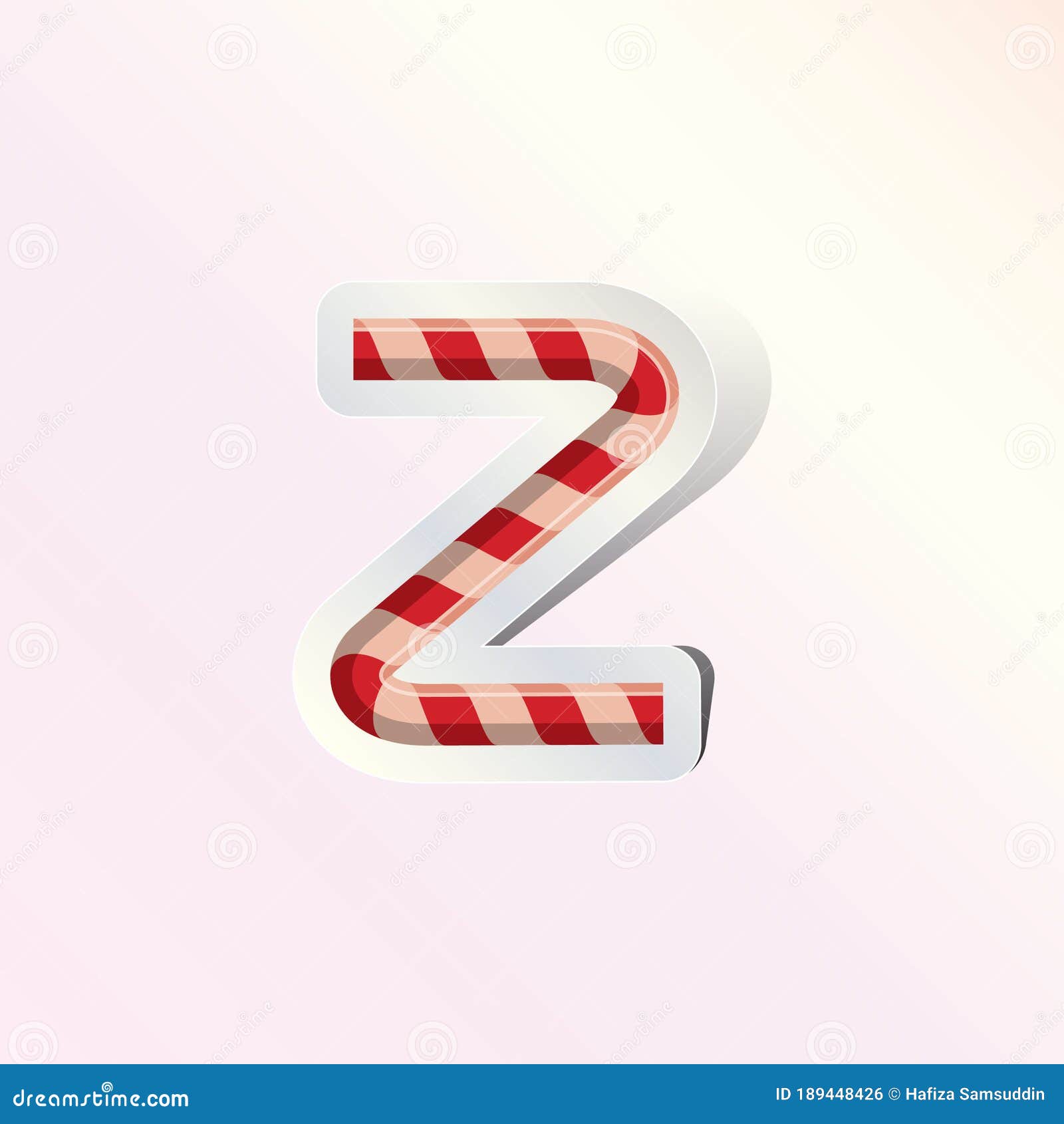 Alphabet Small Letter Z in Candy Cane Design. Vector Illustration ...