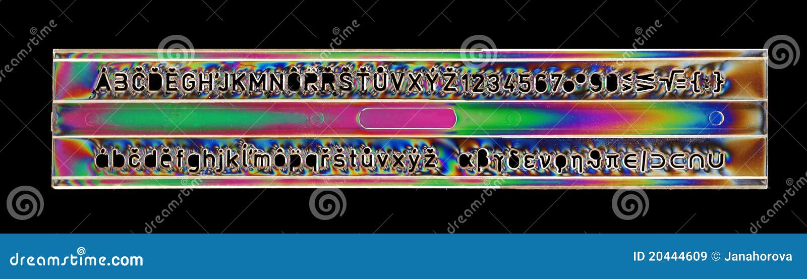 Alphabet stencil ruler stock image. Image of coloured - 20444609