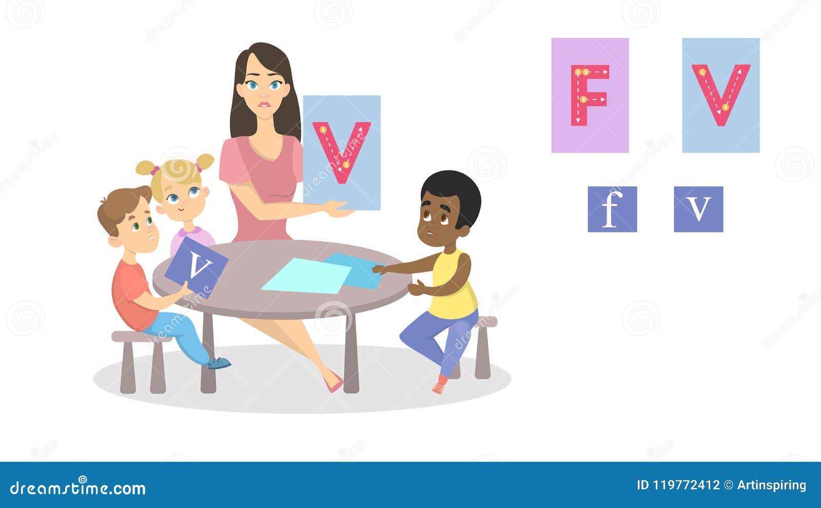 Alphabet Studying with Teacher. Stock Vector - Illustration of lesson ...