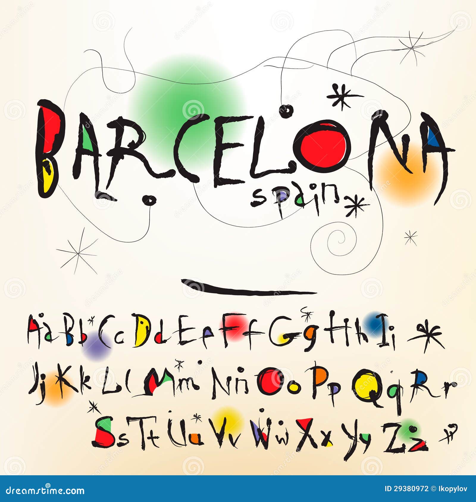 The Alphabet in Style Spanish Artist of Joan Miro Stock Illustration ...