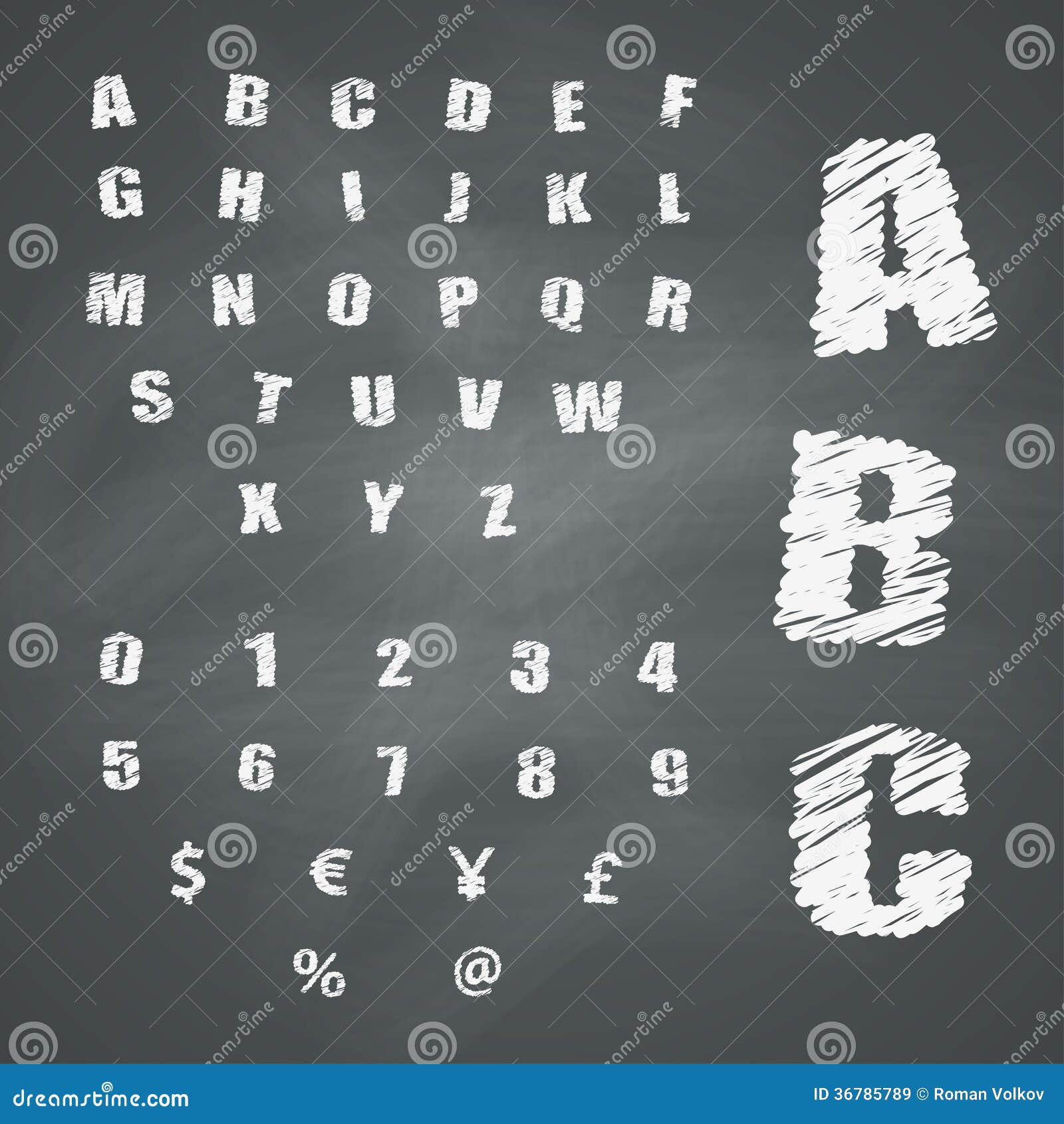 Alphabet and Symbols on Chalkboard Stock Illustration - Illustration of ...