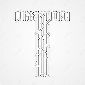 Alphabet T Shape Digital Line Design Stock Vector - Illustration of ...