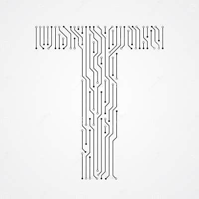 Alphabet T Shape Digital Line Design Stock Vector - Illustration of ...