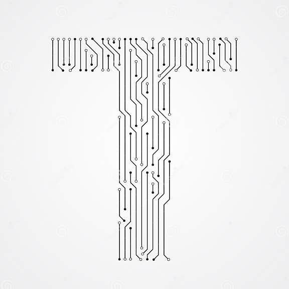 Alphabet T Shape Digital Line Design Stock Vector - Illustration of ...