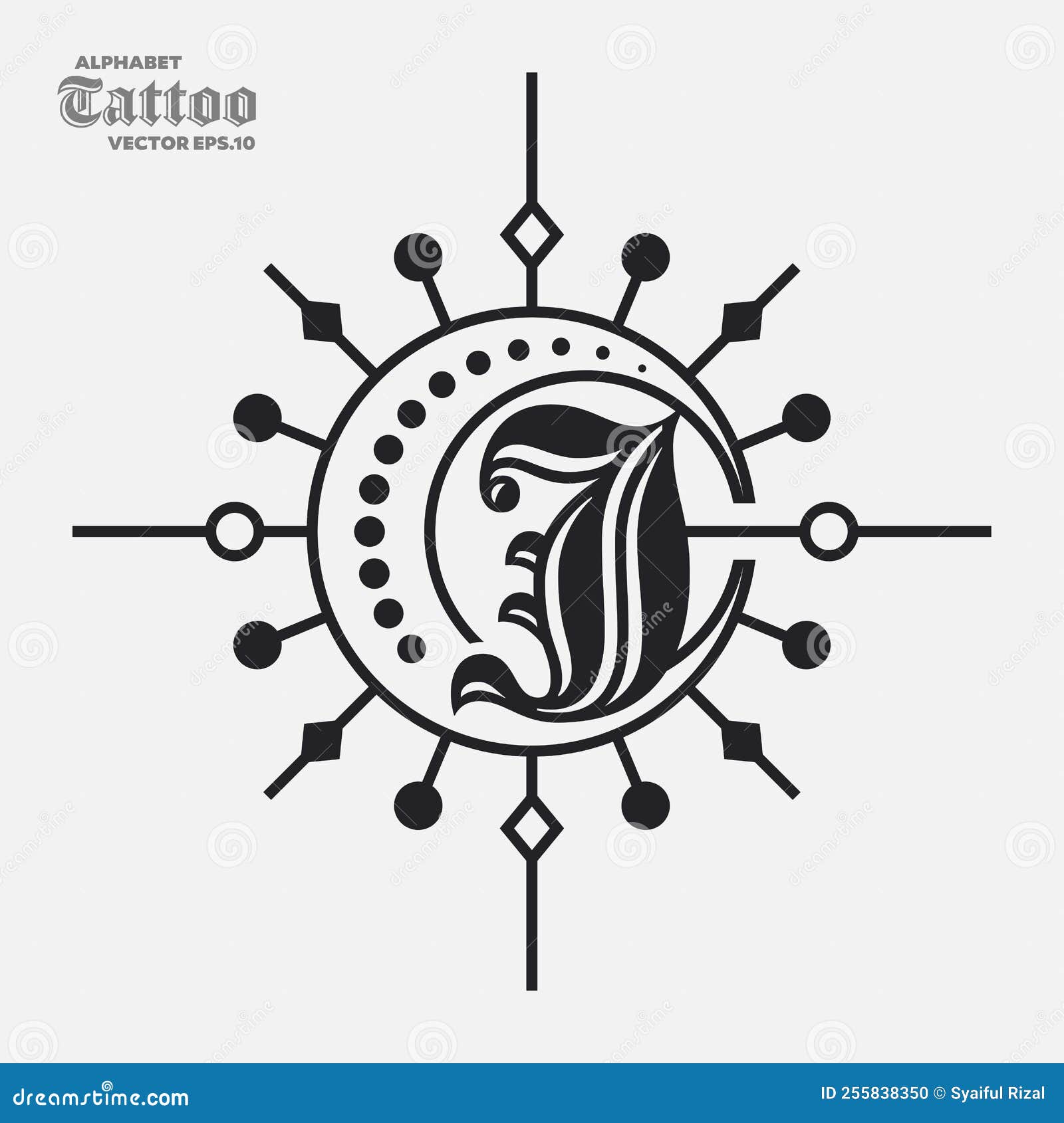 Alphabet Tattoo Logo J stock vector. Illustration of element - 255838350