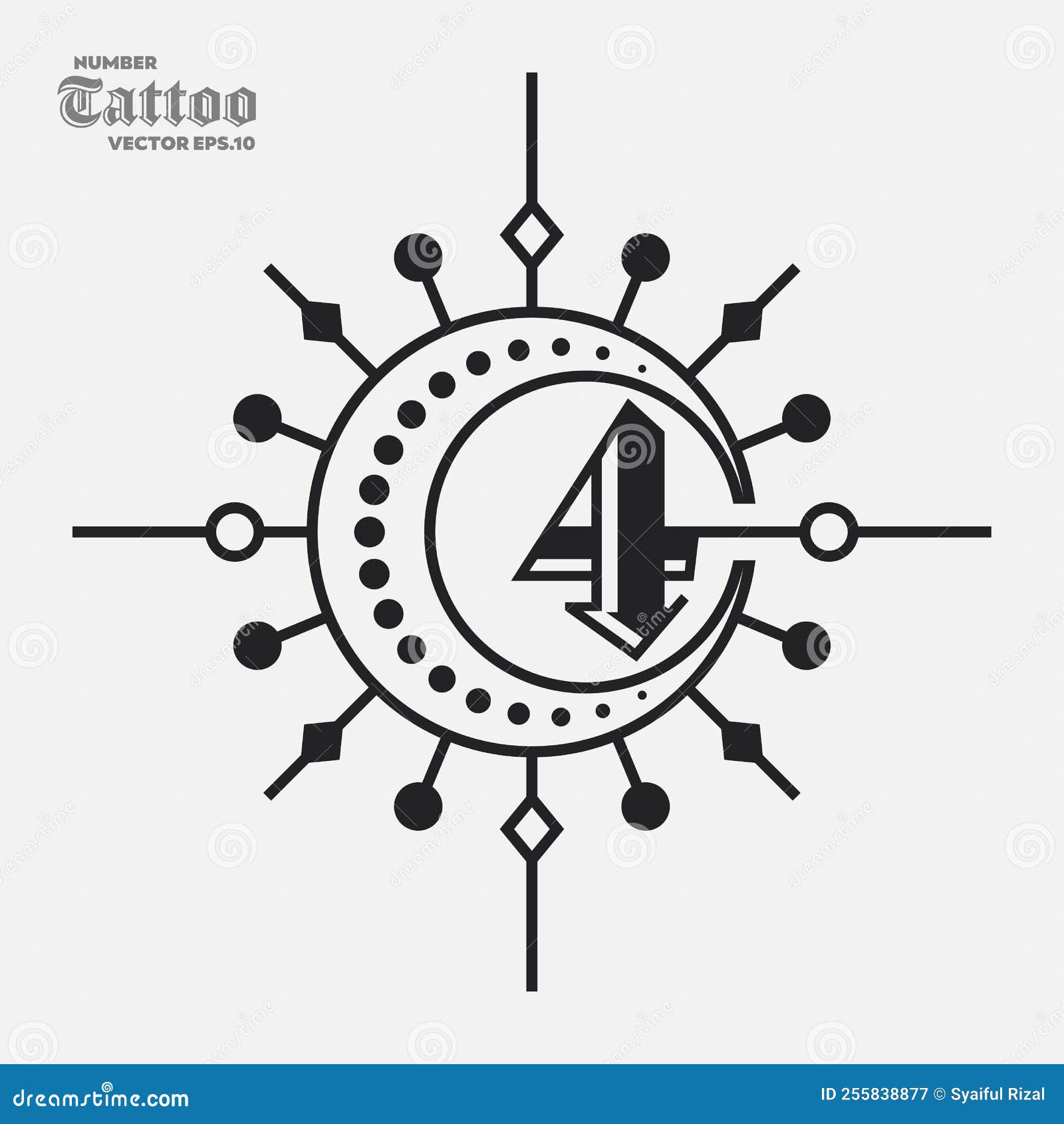 Number Four Tattoo Logo stock vector. Illustration of education - 255838877
