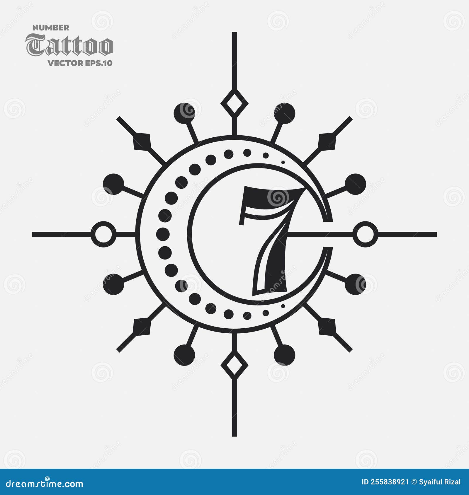 Number Seven Tattoo Logo stock vector. Illustration of elegant - 255838921