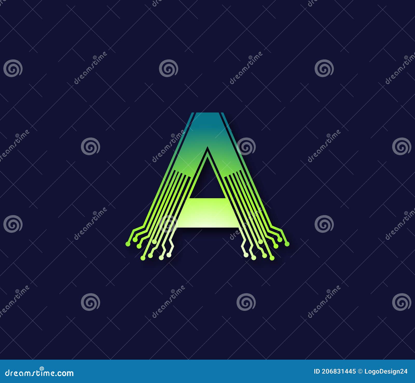 A Alphabet Technology Data Circuit Logo Design Company Concept Stock ...