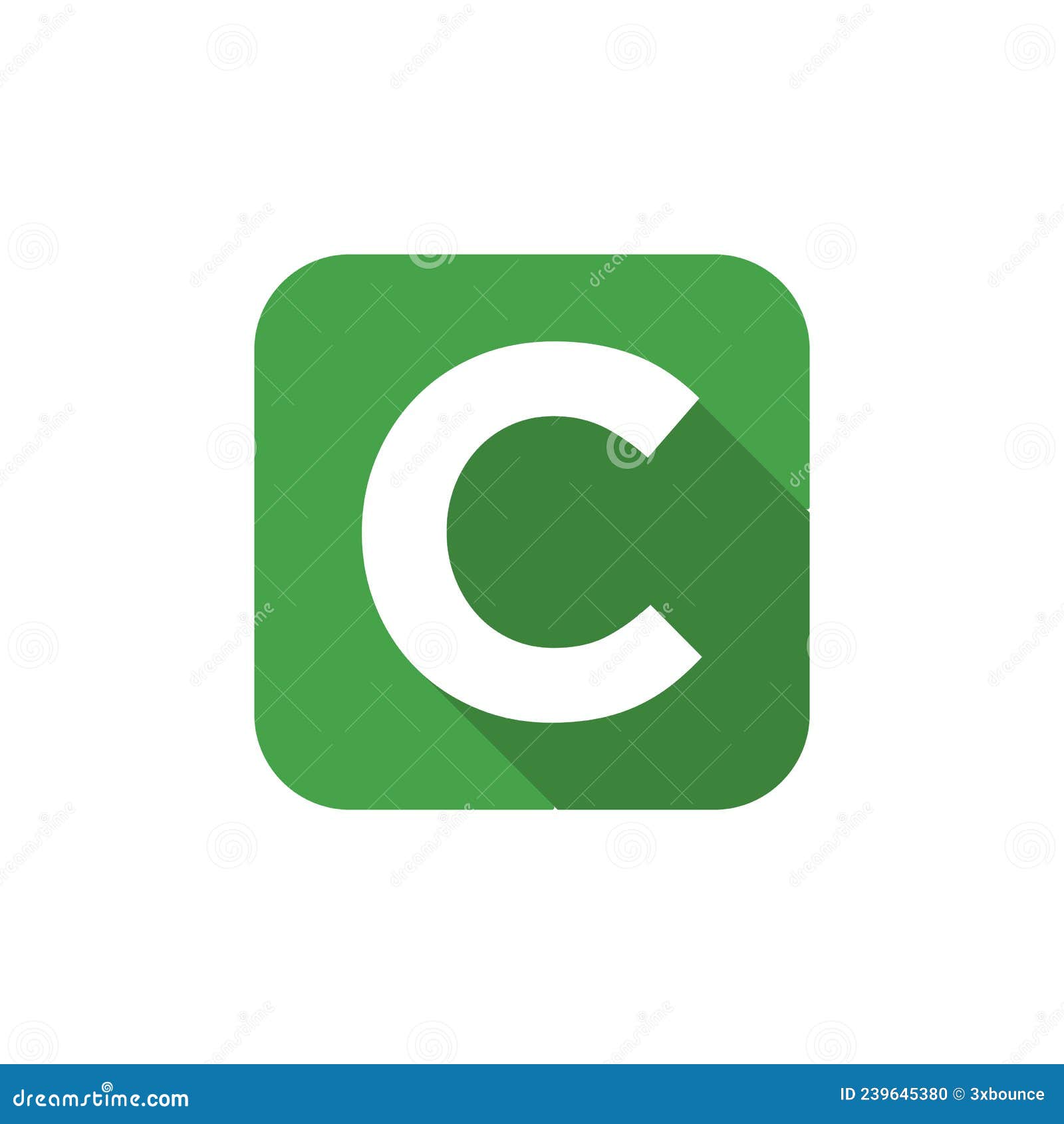 Alphabet, Text Symbol Flat Icon C Letter with Long Shadow Sign Template ...