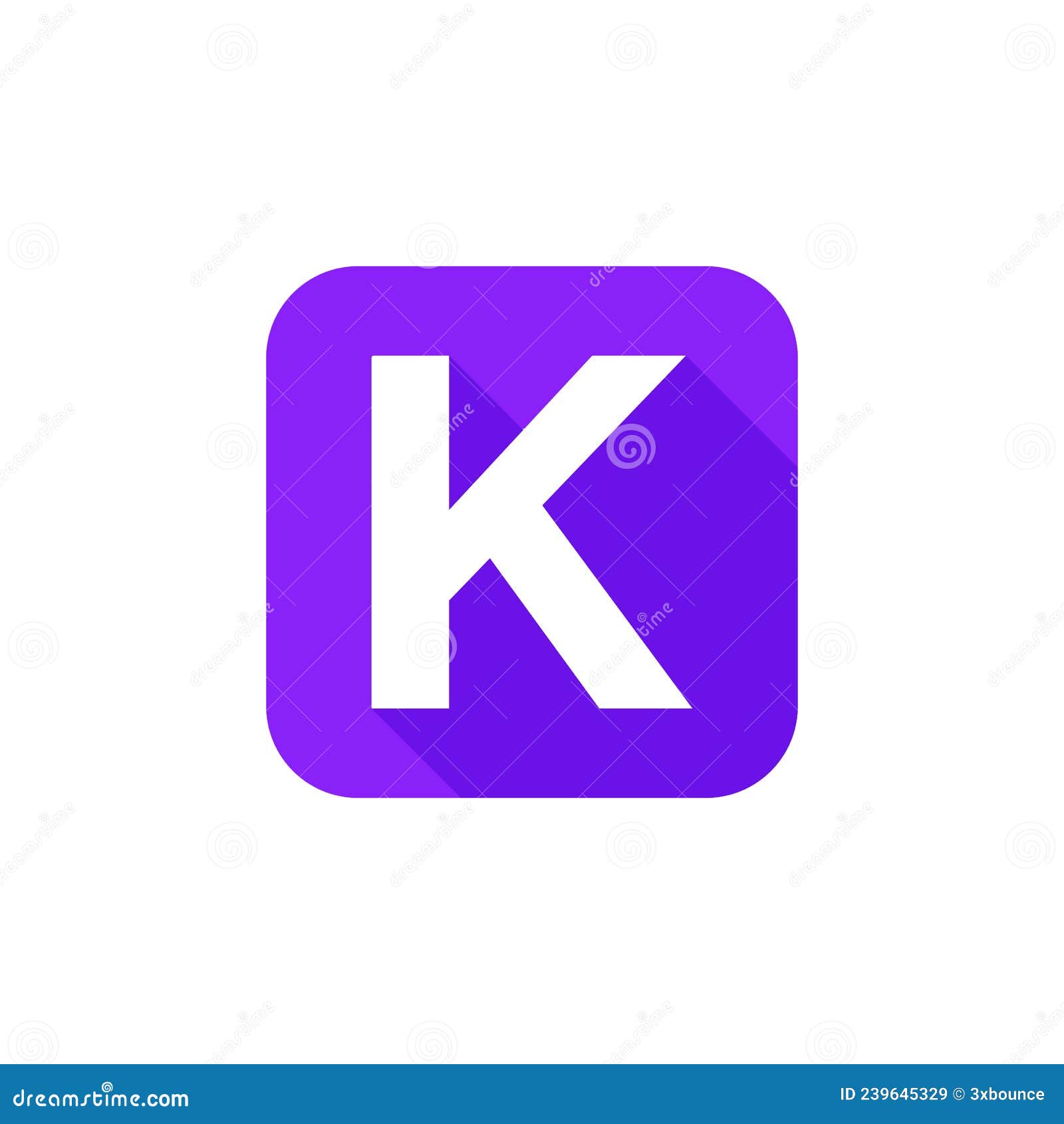 Alphabet, Text Symbol Flat Icon K Letter with Long Shadow Sign Template ...