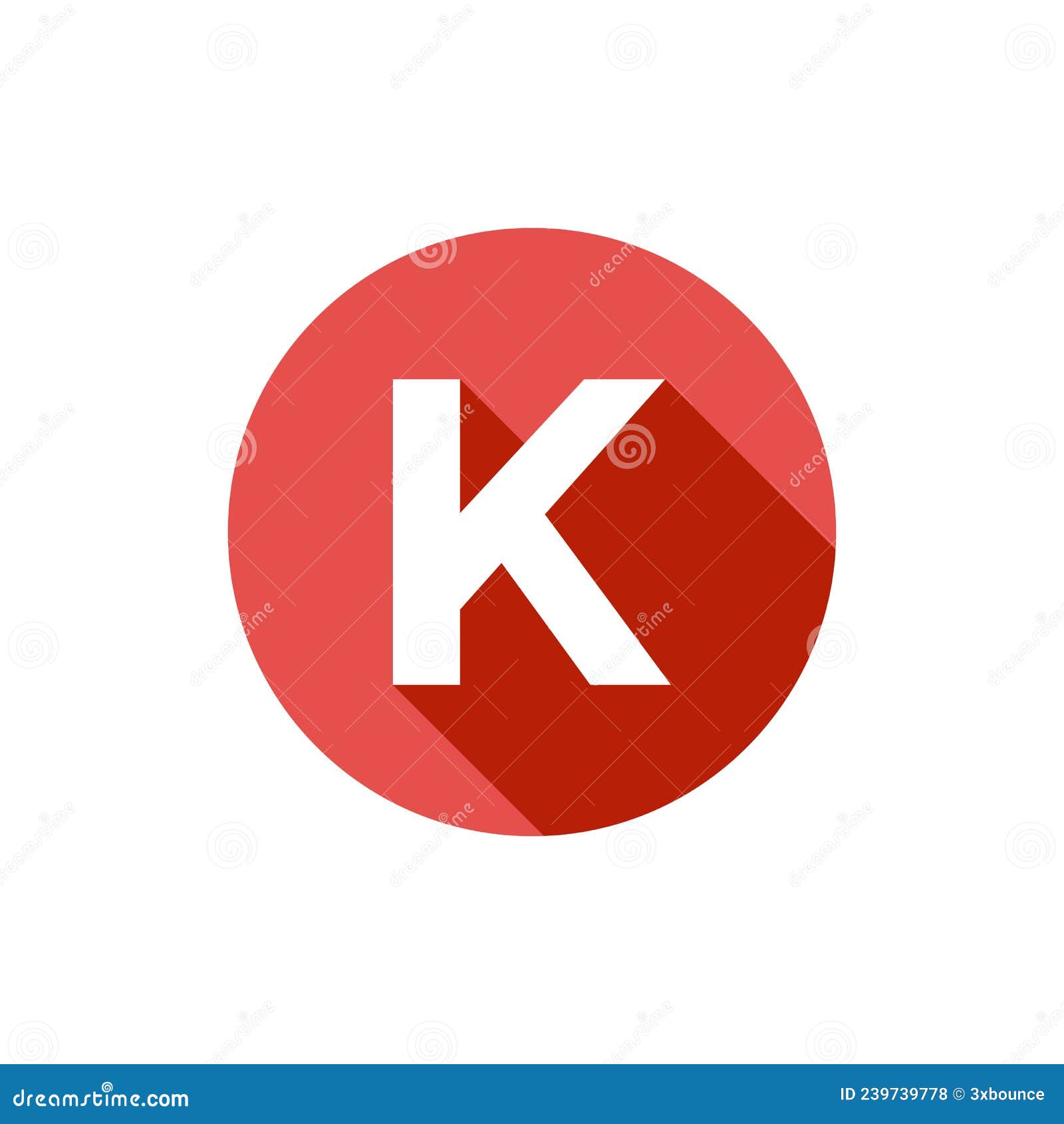 Alphabet, Text Symbol Flat Icon K Letter with Long Shadow Sign Template ...