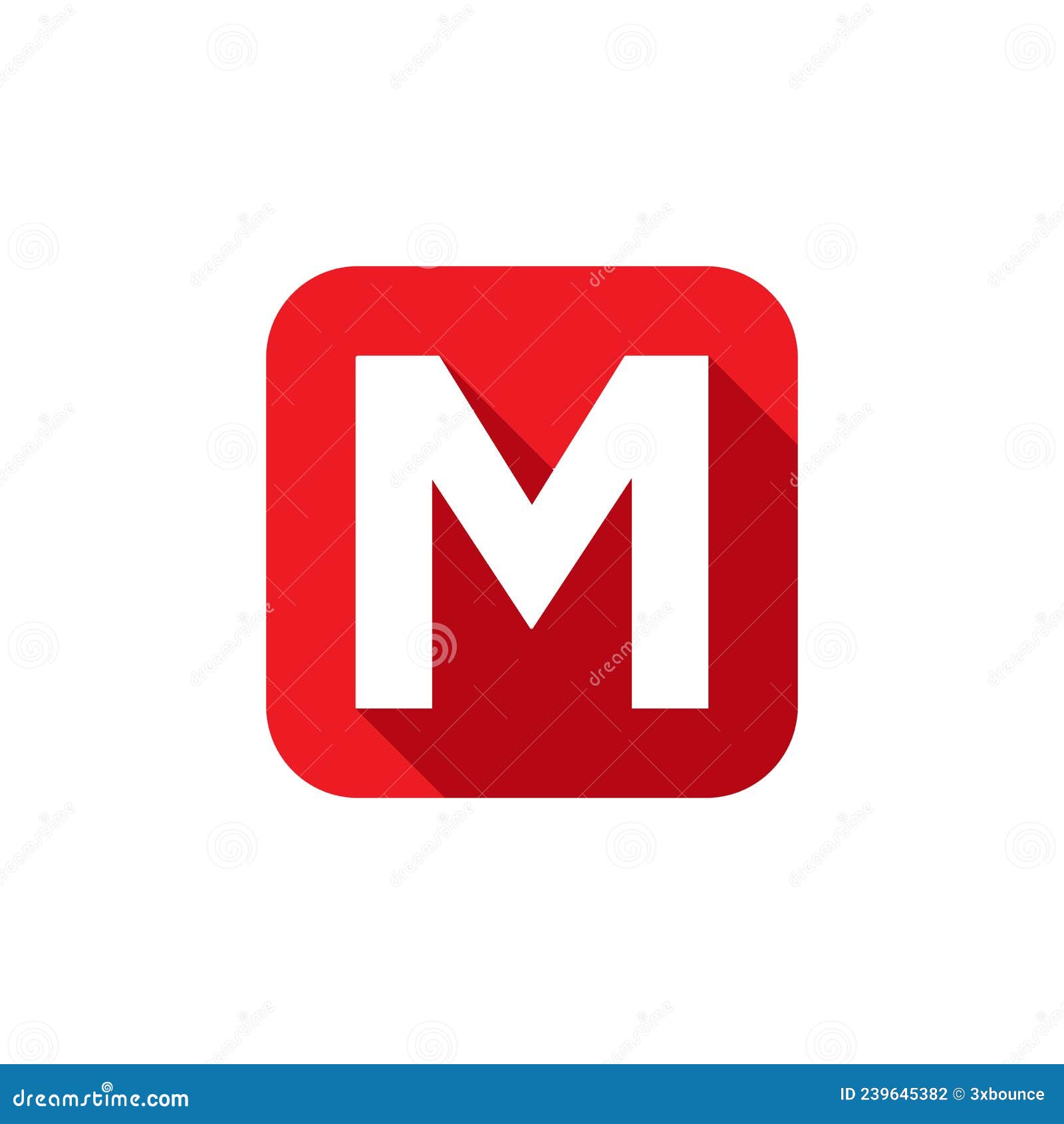 Alphabet, Text Symbol Flat Icon M Letter with Long Shadow Sign Template ...