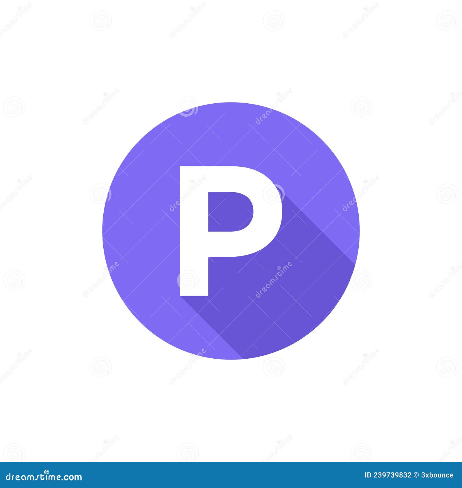 Alphabet, Text Symbol Flat Icon P Letter with Long Shadow Sign Template ...