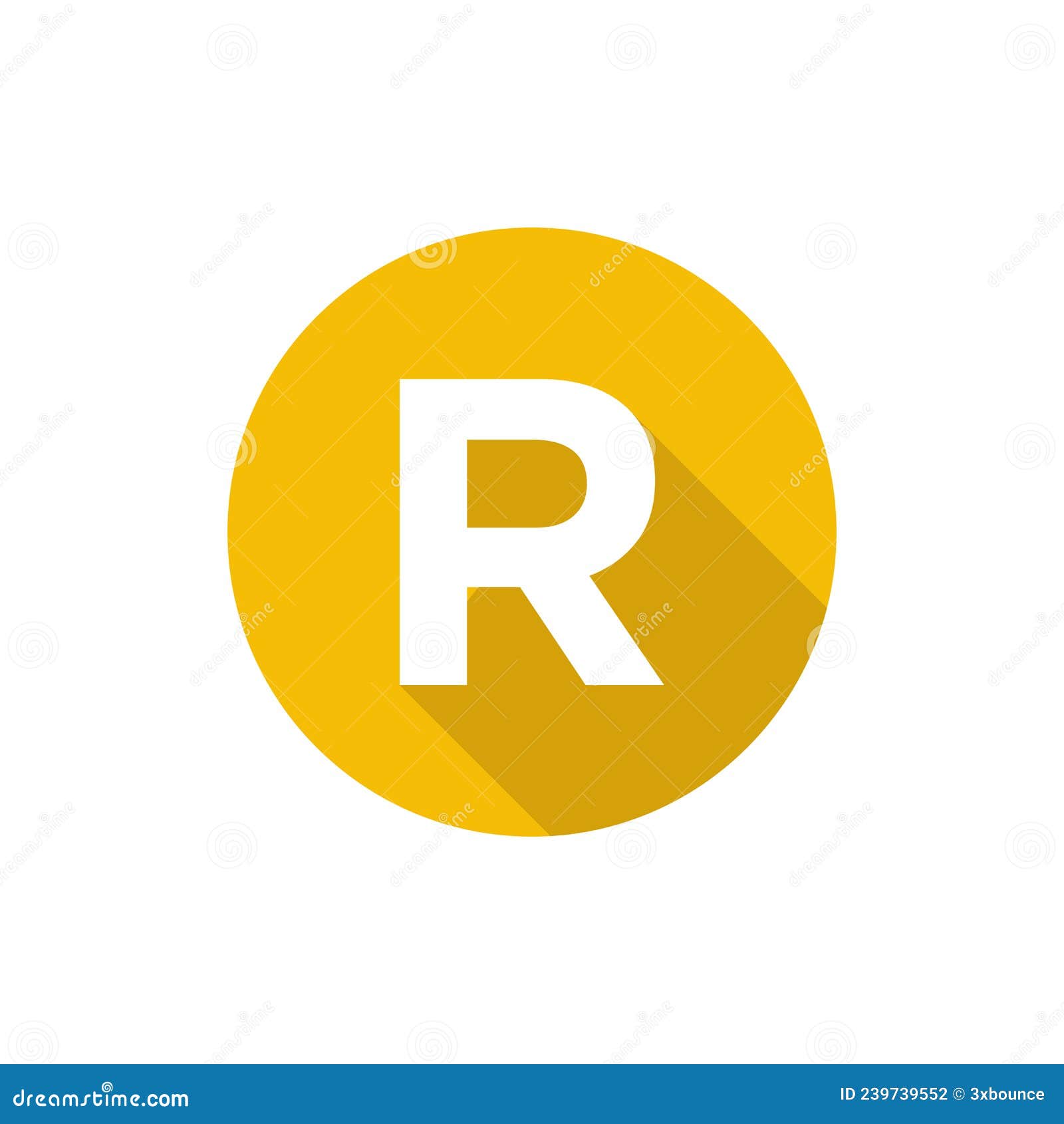 Alphabet, Text Symbol Flat Icon R Letter with Long Shadow Sign Template ...