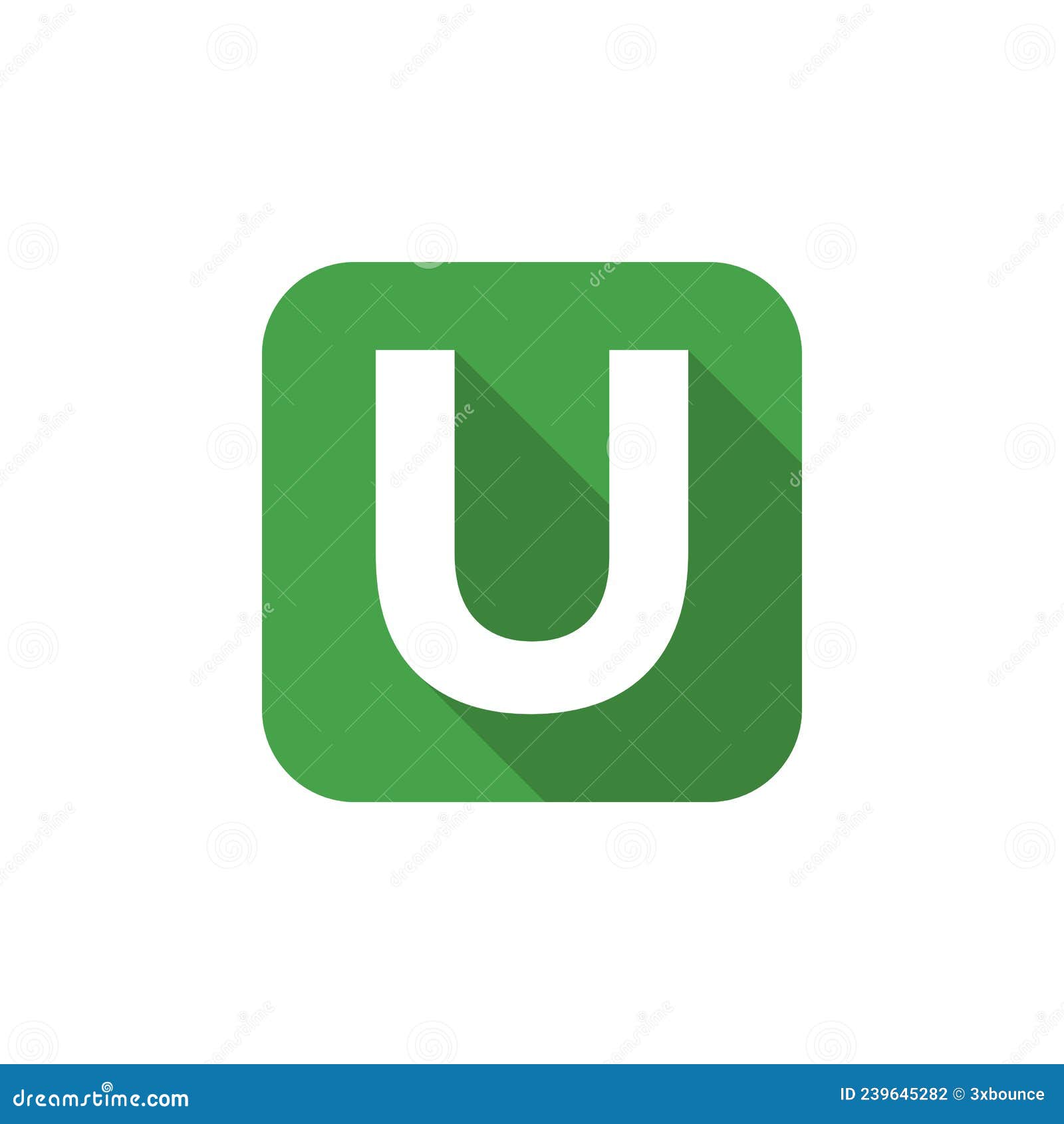 Alphabet, Text Symbol Flat Icon U Letter with Long Shadow Sign Template ...