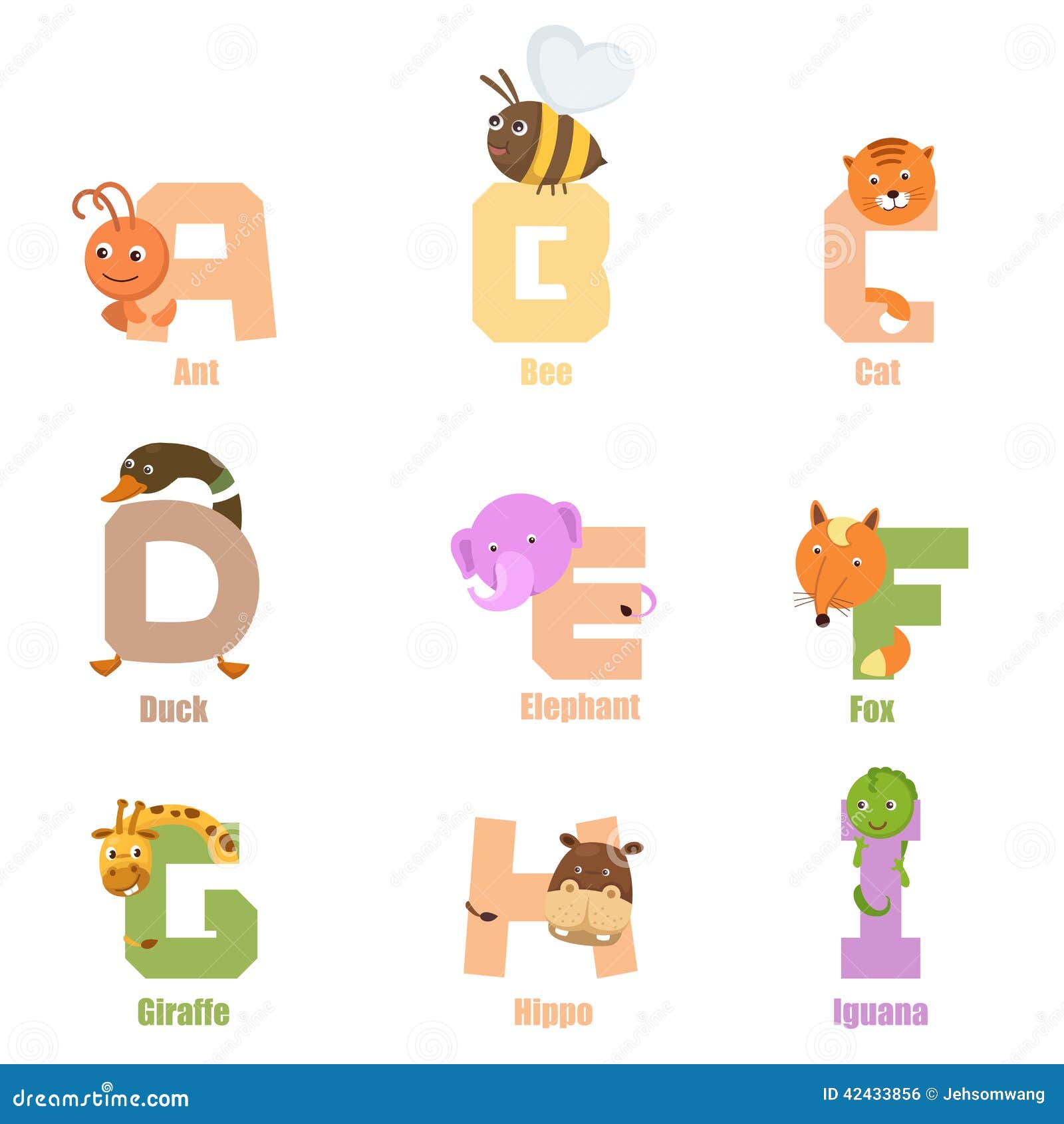 Alphabet-Tier a-I vektor abbildung. Illustration von englisch - 42433856
