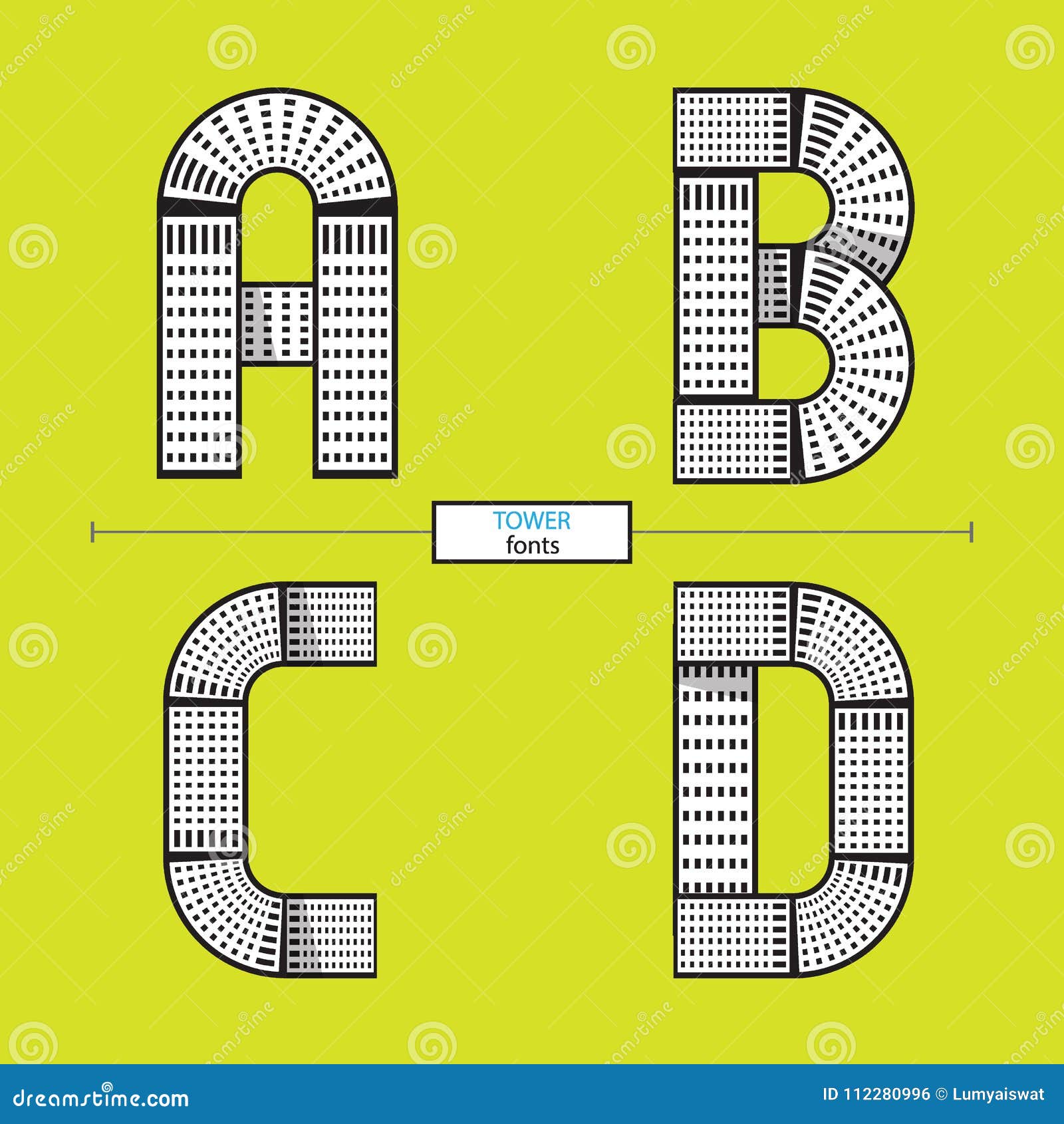 Alphabet Tower Geometric Style in a Set ABCD Stock Vector ...