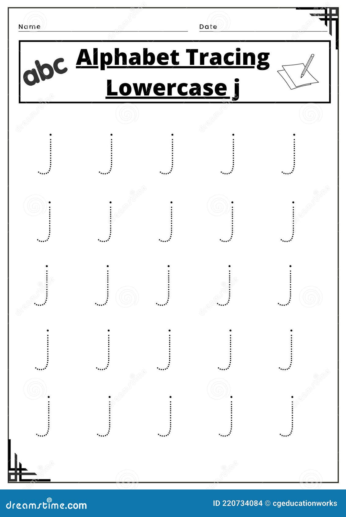 Alphabet Tracing Lower Case J Stock Vector - Illustration of number ...