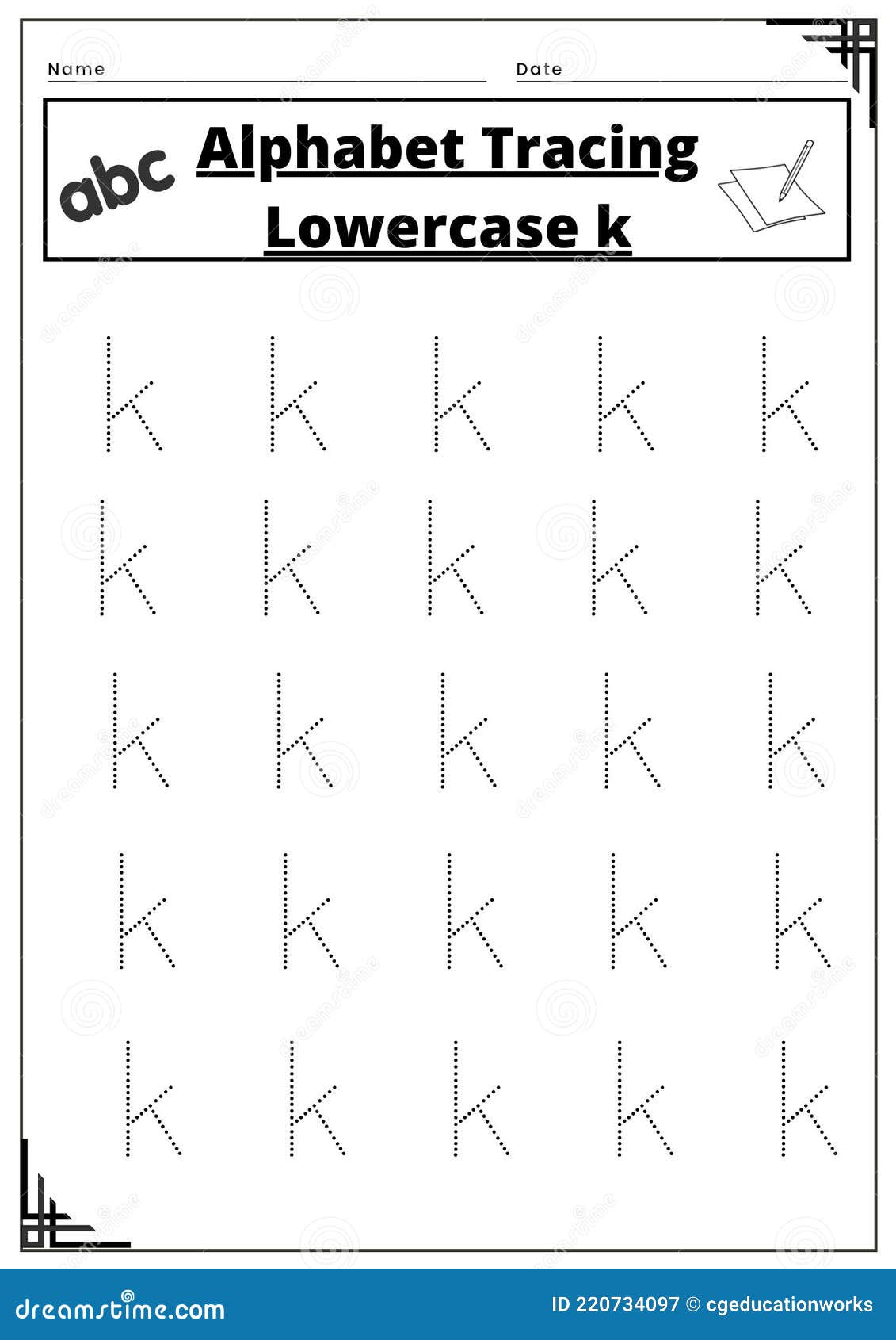 Alphabet Tracing Lower Case K Stock Vector - Illustration of trace ...