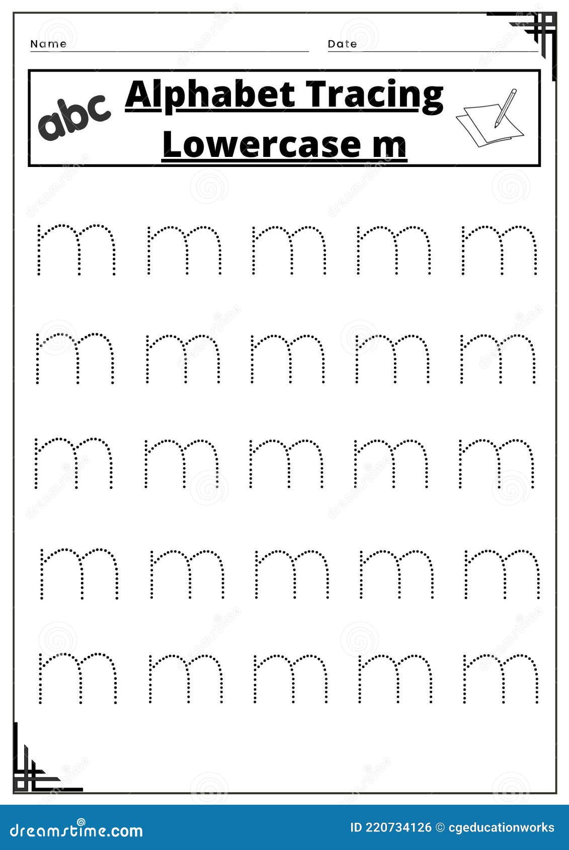 Alphabet Tracing Lower Case M Stock Vector - Illustration of font ...