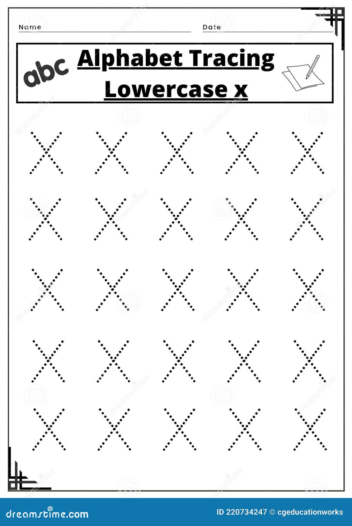 Alphabet Tracing Lower Case X Stock Vector - Illustration of logo ...