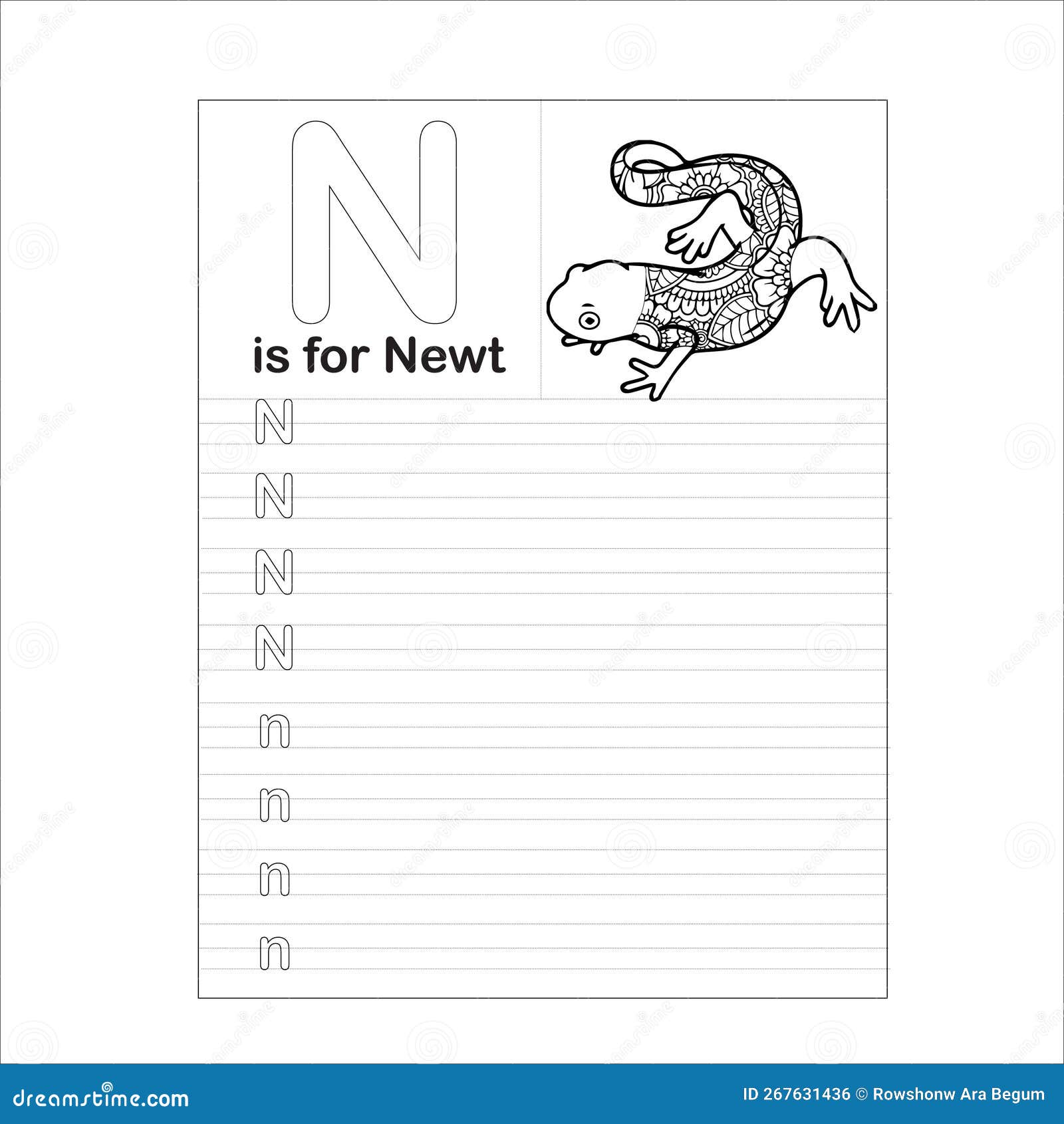 Alphabet Tracing Practice Page For Kids Vector Illustration ...