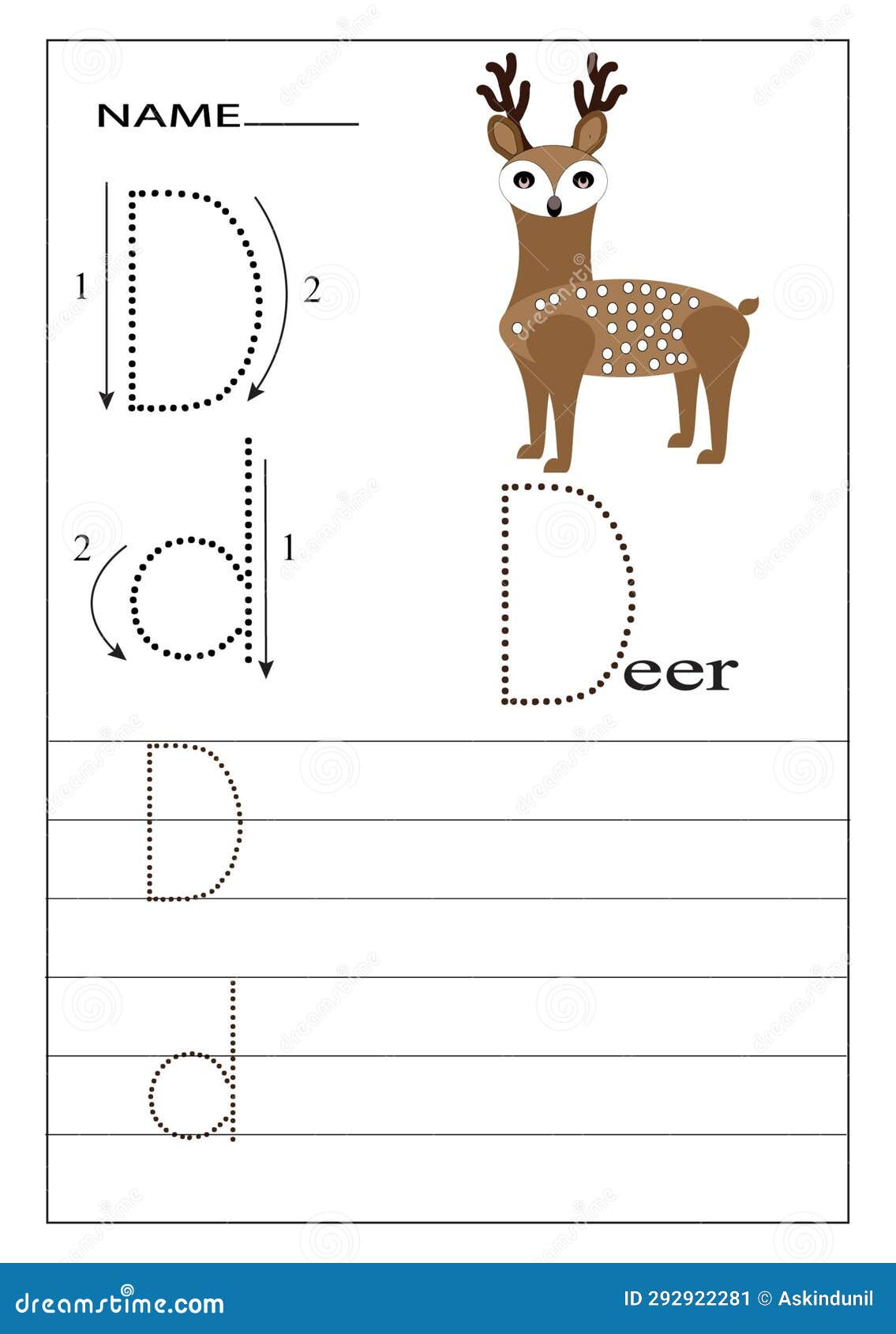 Alphabet Tracing Worksheet D Stock Vector - Illustration of education ...