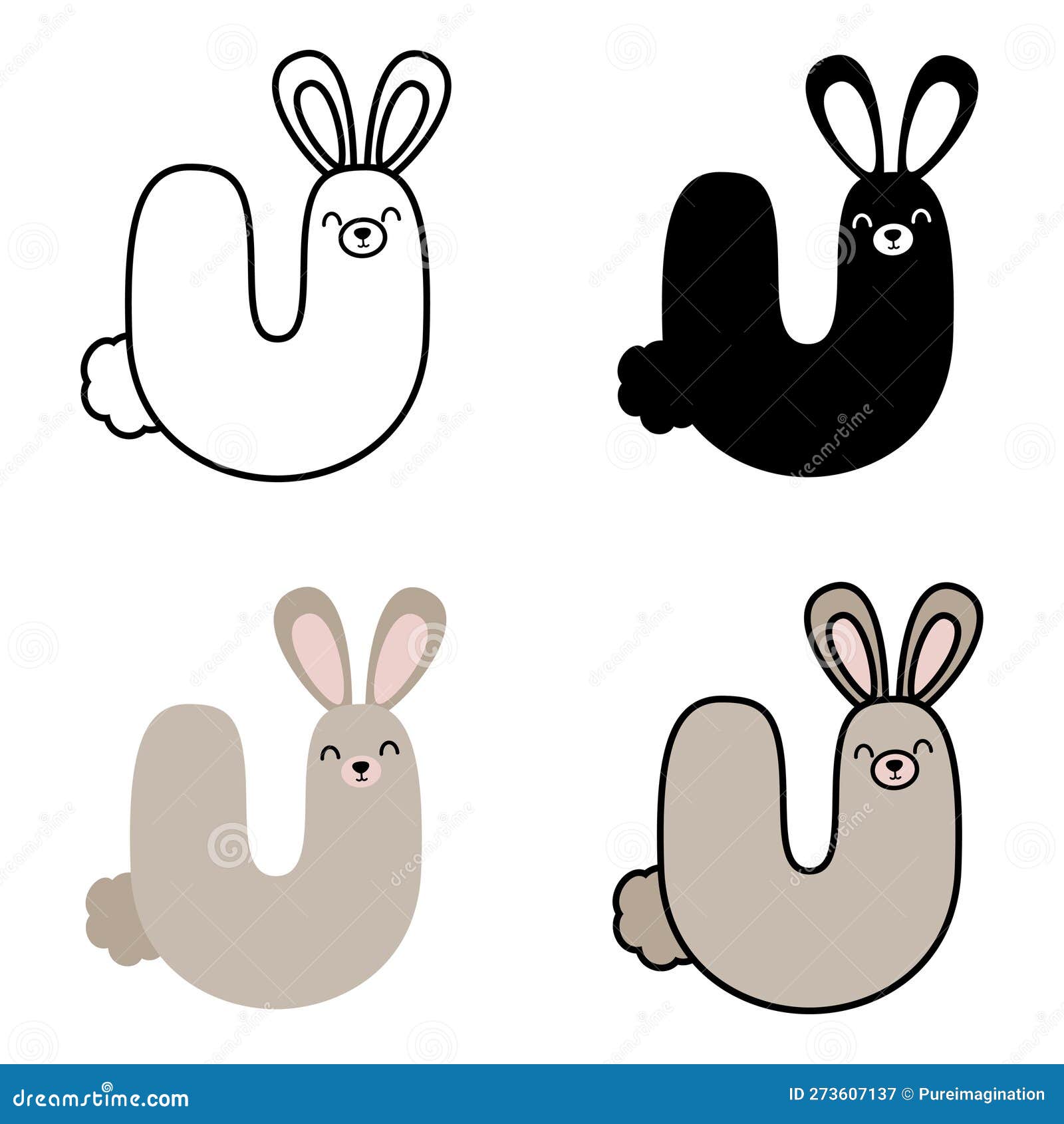 Alphabet U in Flat Style Isolated Stock Vector - Illustration of ...