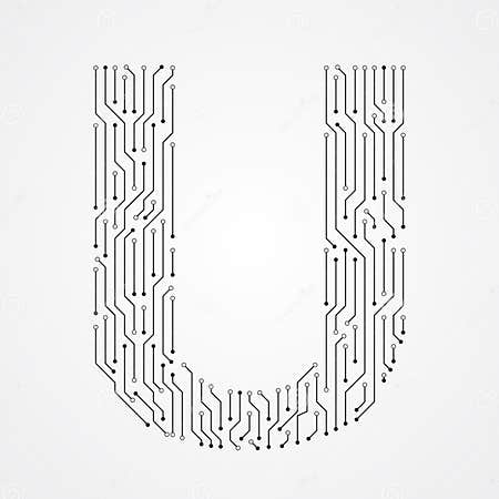 Alphabet U Shape Digital Line Design Stock Vector - Illustration of ...