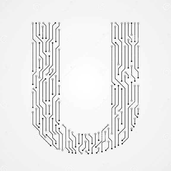 Alphabet U Shape Digital Line Design Stock Vector - Illustration of ...