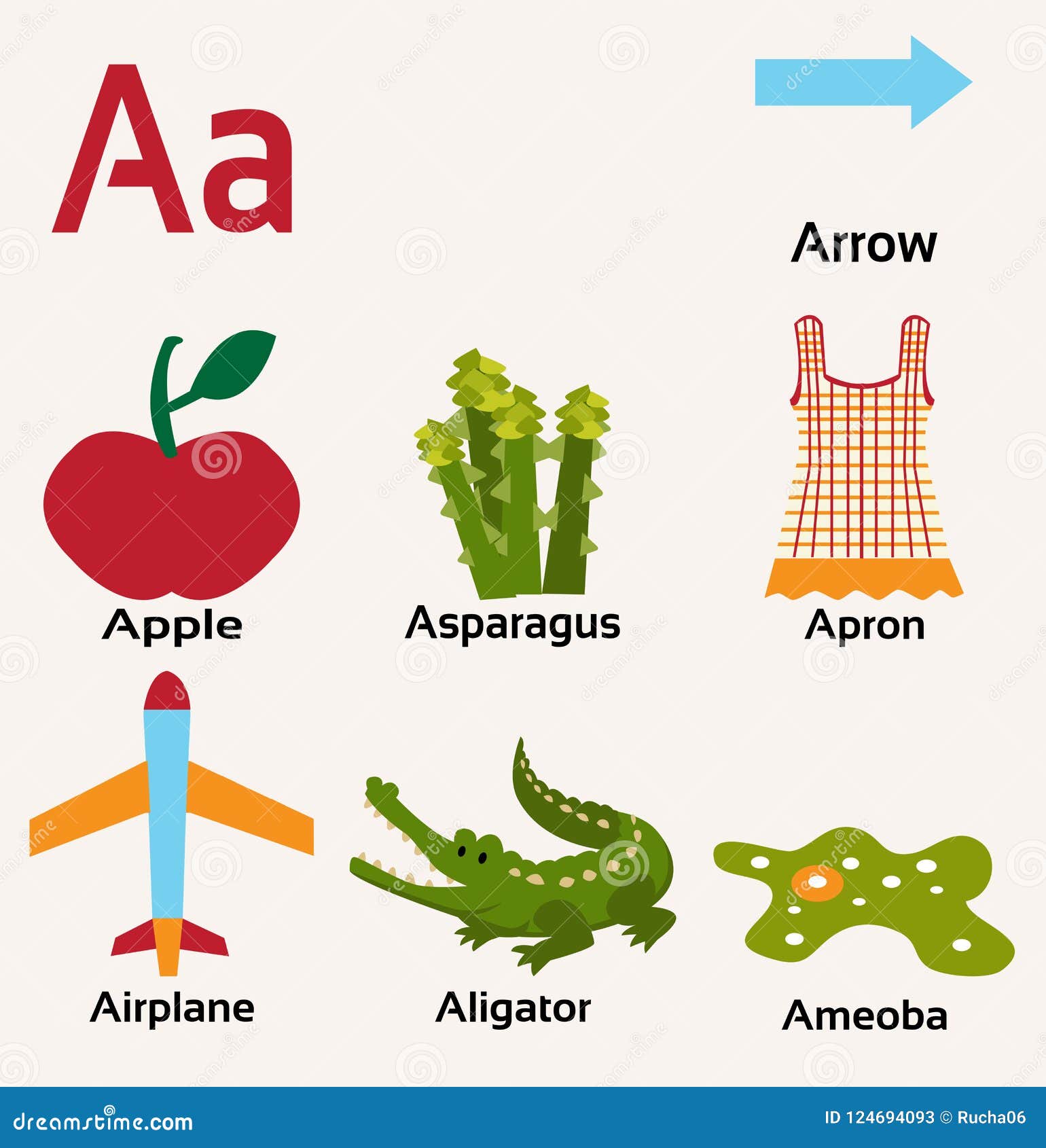 Alphabet a Und Sachen, Die Mit Ihm Beginnen Vektor Abbildung ...