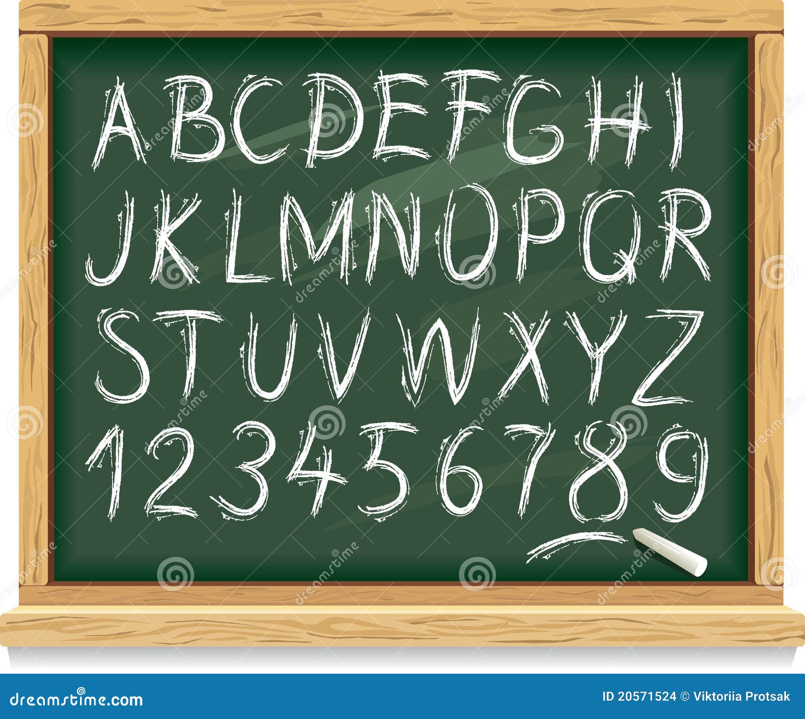 Alphabet Und Zahlen Auf Einer Tafel Vektor Abbildung - Illustration von ...