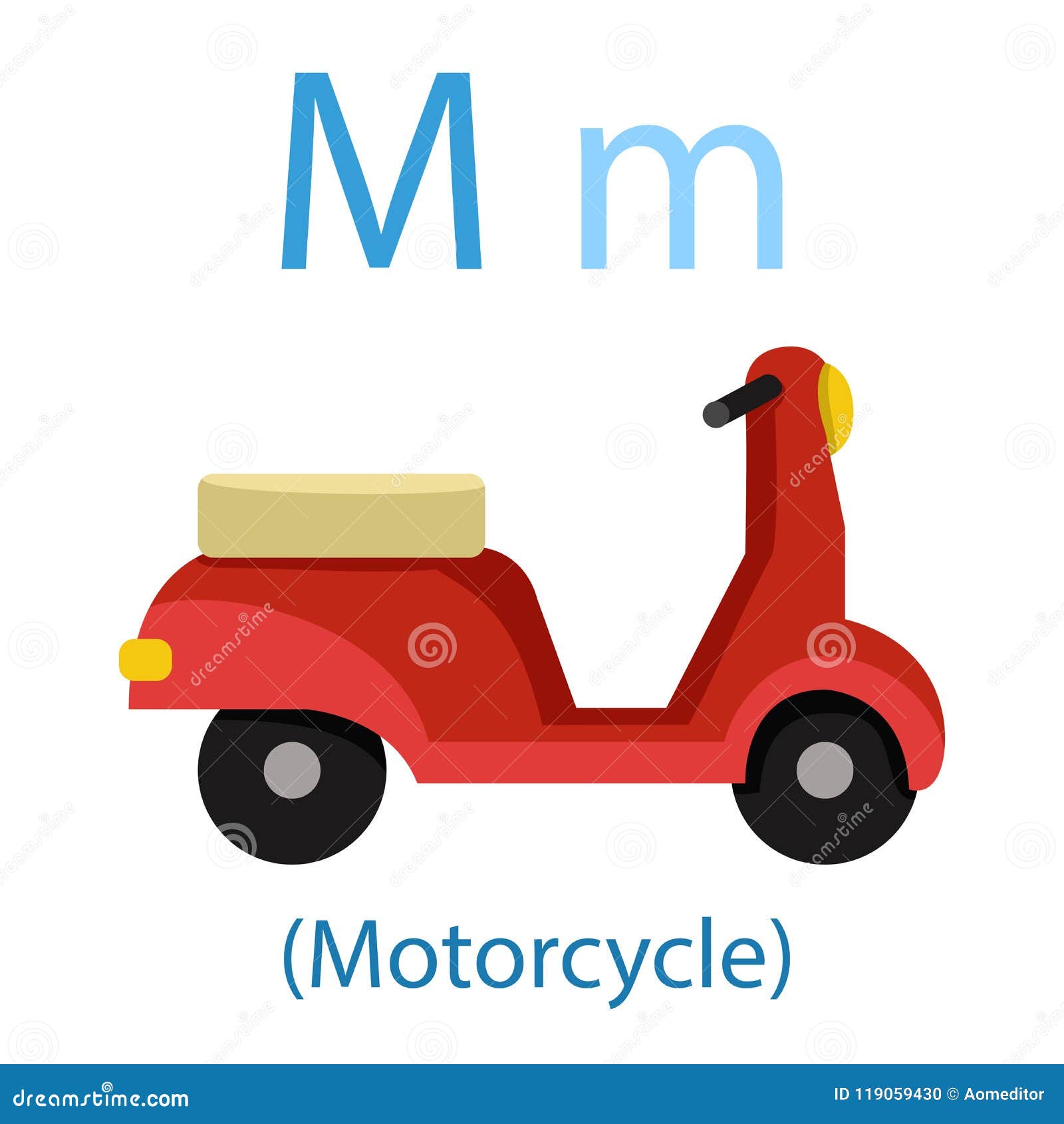 Illustrator of M for Motorcycle Stock Vector - Illustration of alphabet ...