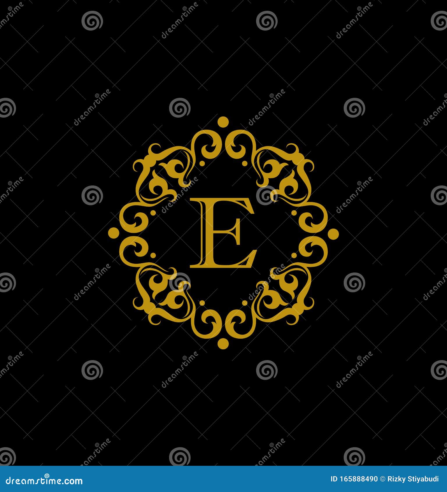 Gold Elegant Letter E. Graceful Style. Calligraphic Beautiful Logo ...