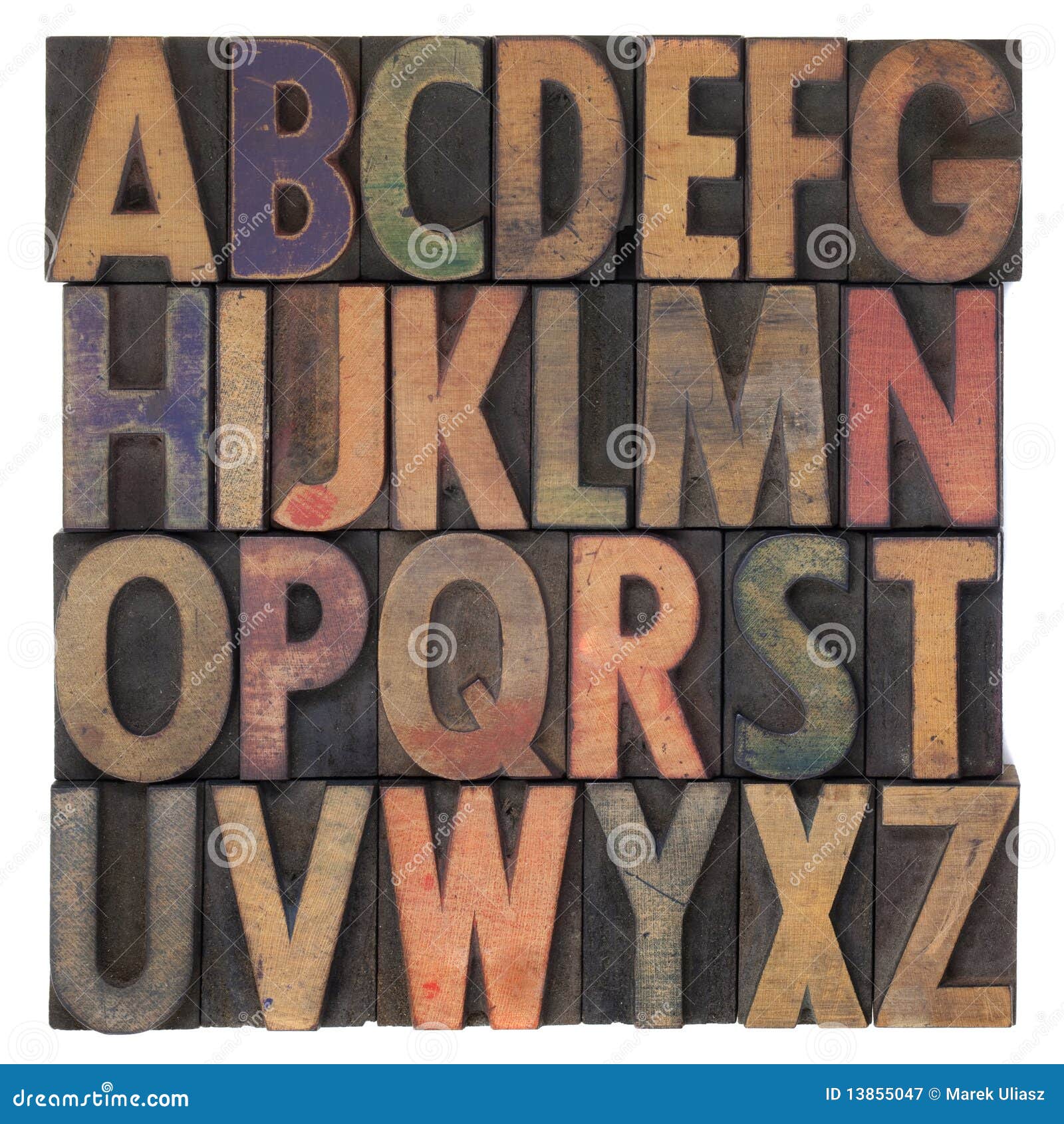 Alphabet in Vintage Wooden Letterpress Type Stock Image - Image of ...