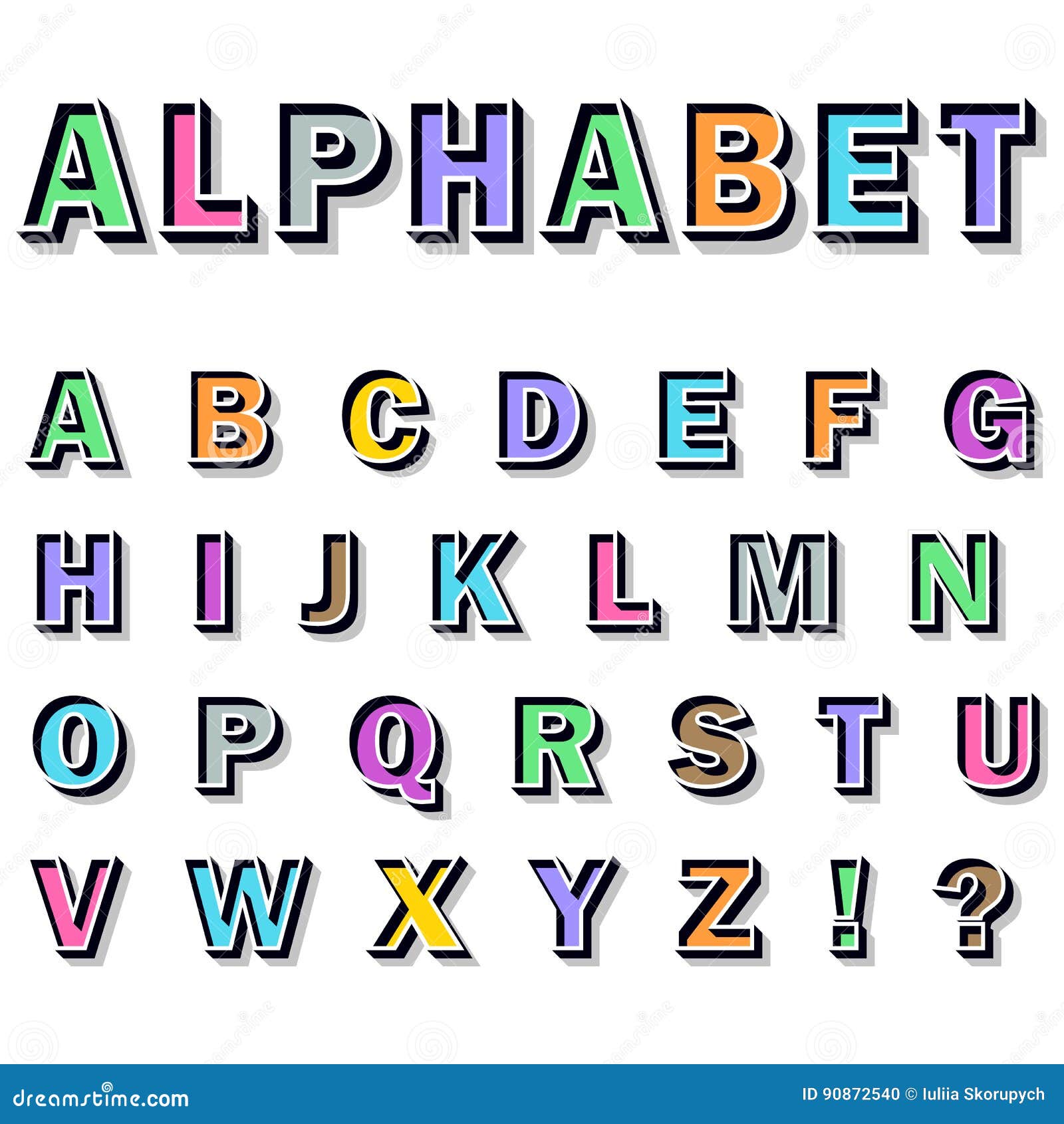 Alphabet on White Background. Stock Vector - Illustration of pink ...