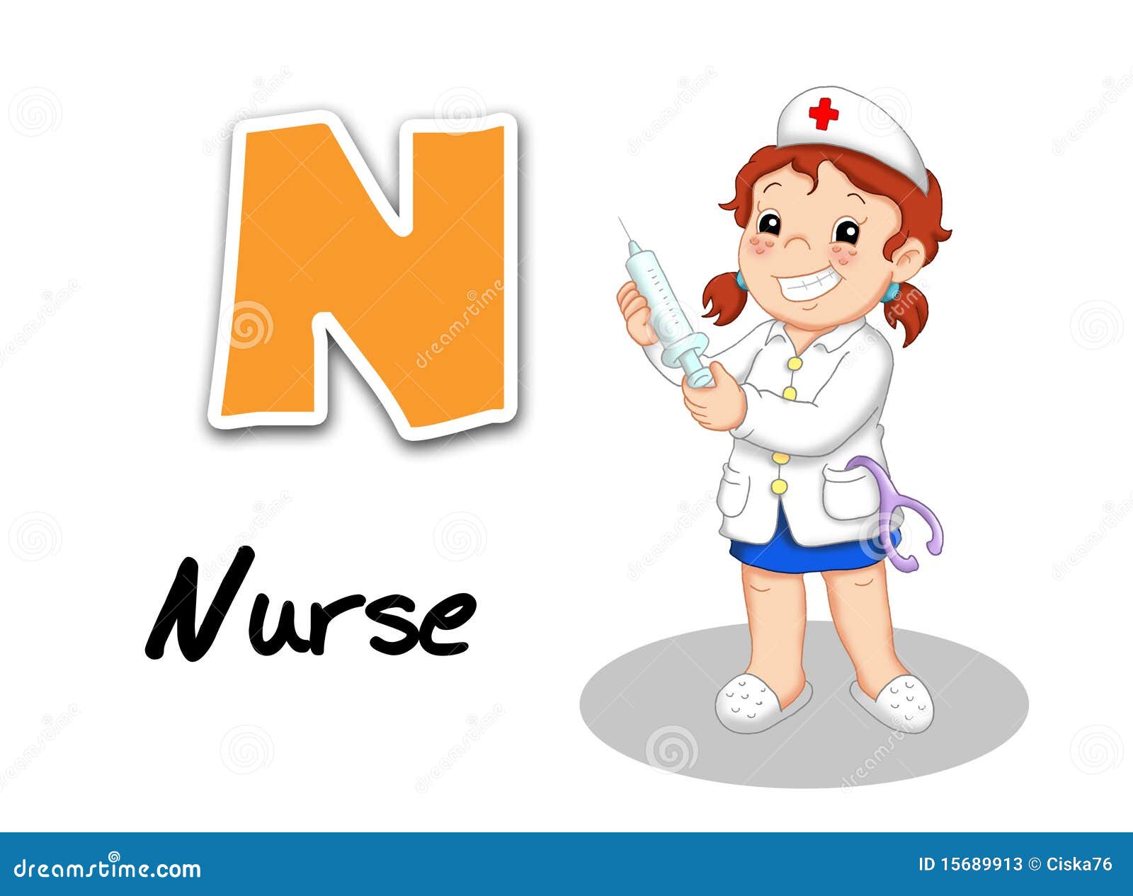 Alphabet workers - nurse stock vector. Illustration of nice - 15689913