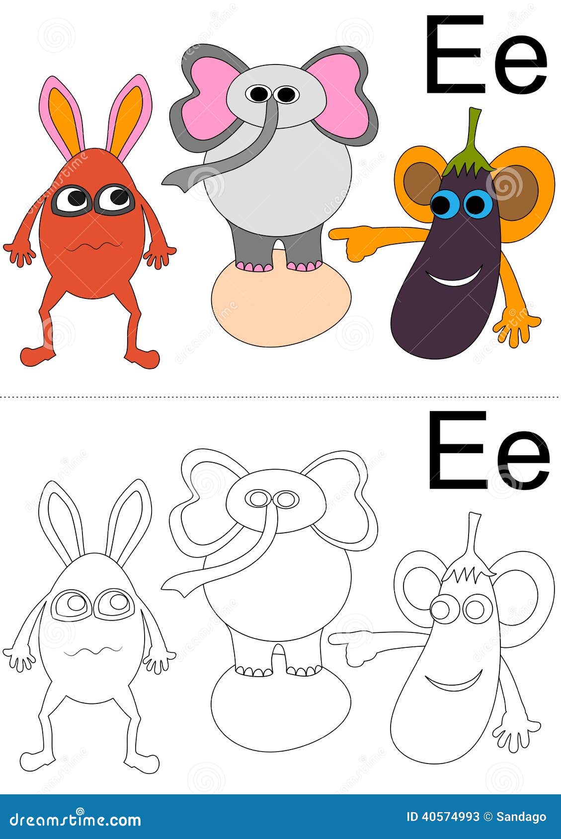 Letter e worksheet stock vector. Illustration of education - 40574993