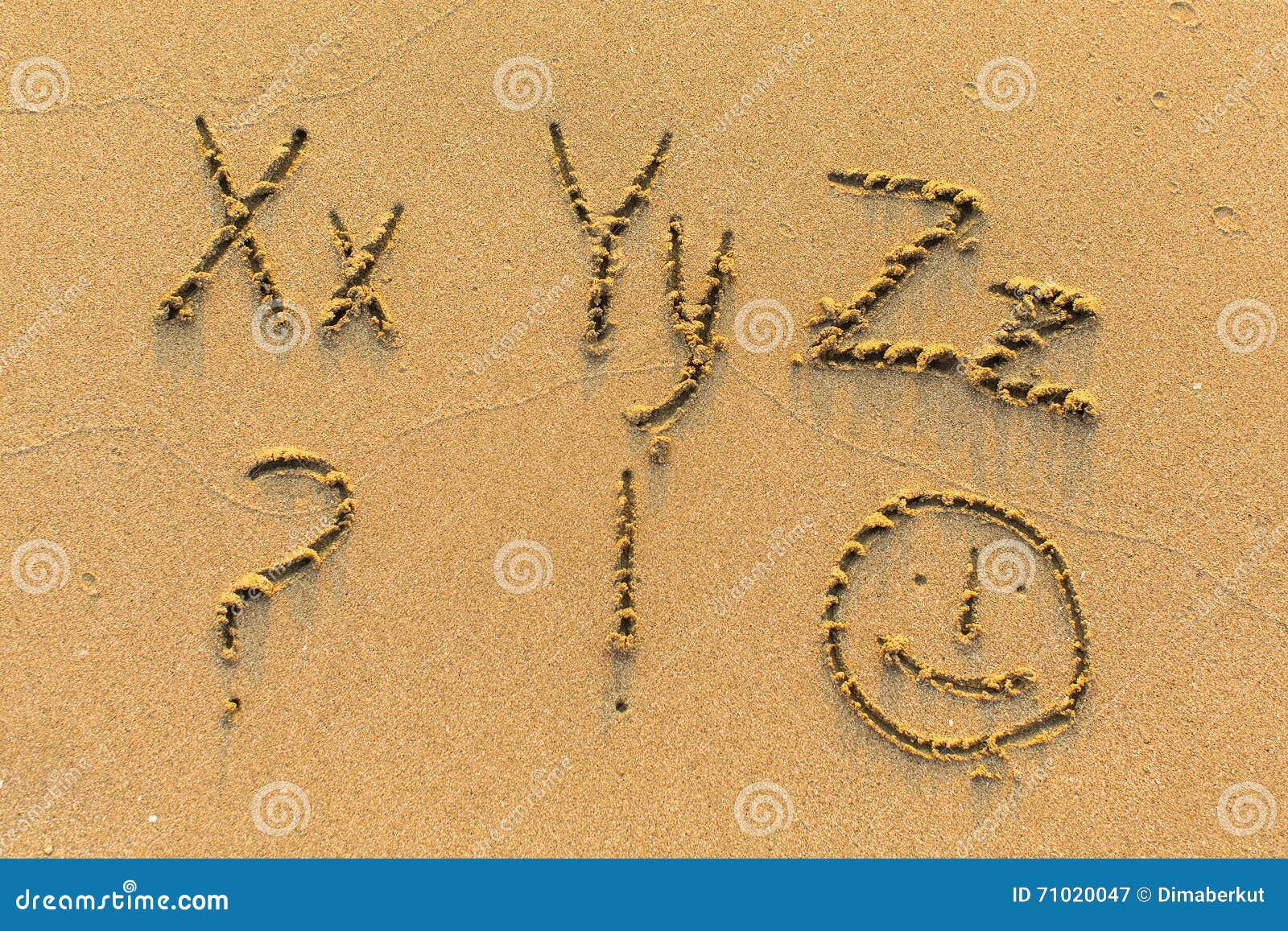 Alphabet Written by Hand on Sandy Beach Stock Image - Image of case ...