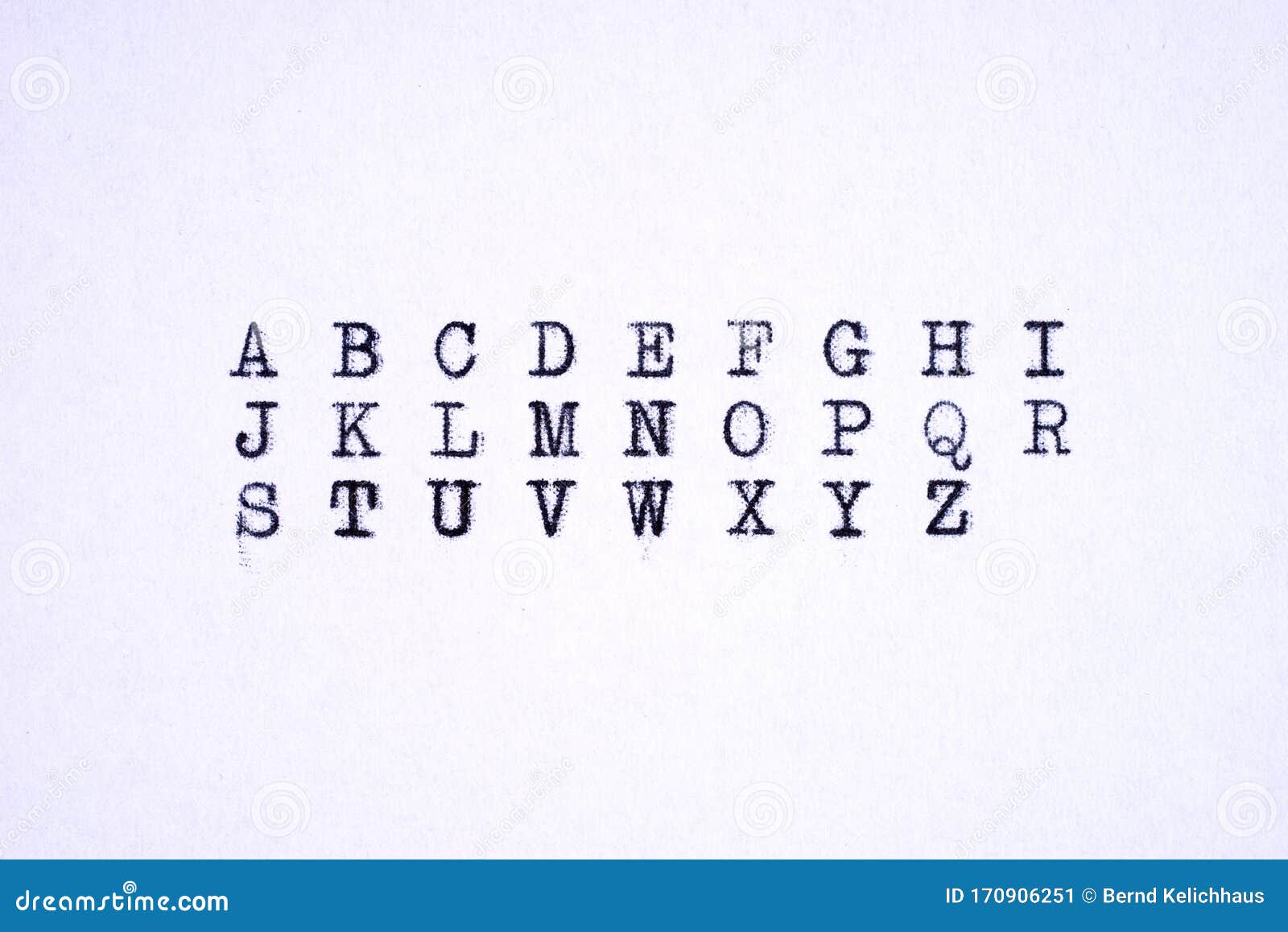 Alphabet Written With An Old Typewriter. Letters Isolated On White ...