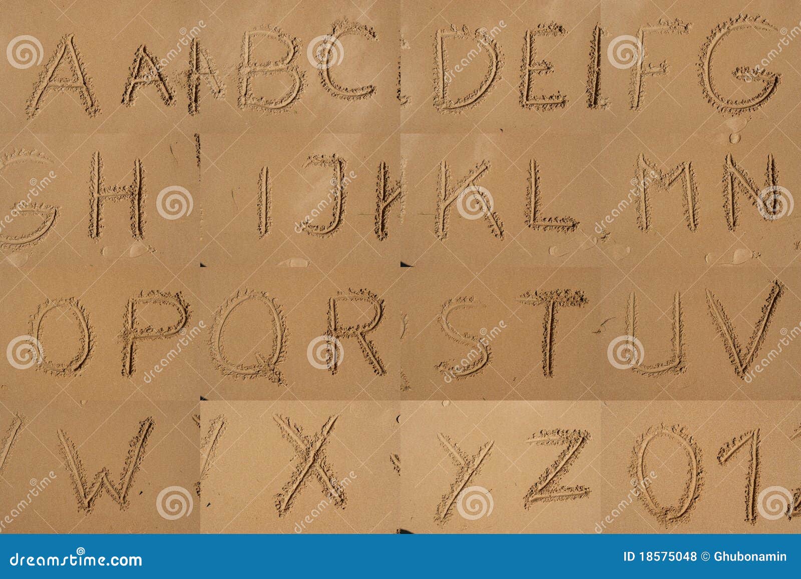 The Alphabet Written in Sand on a Beach. Stock Photo - Image of early ...
